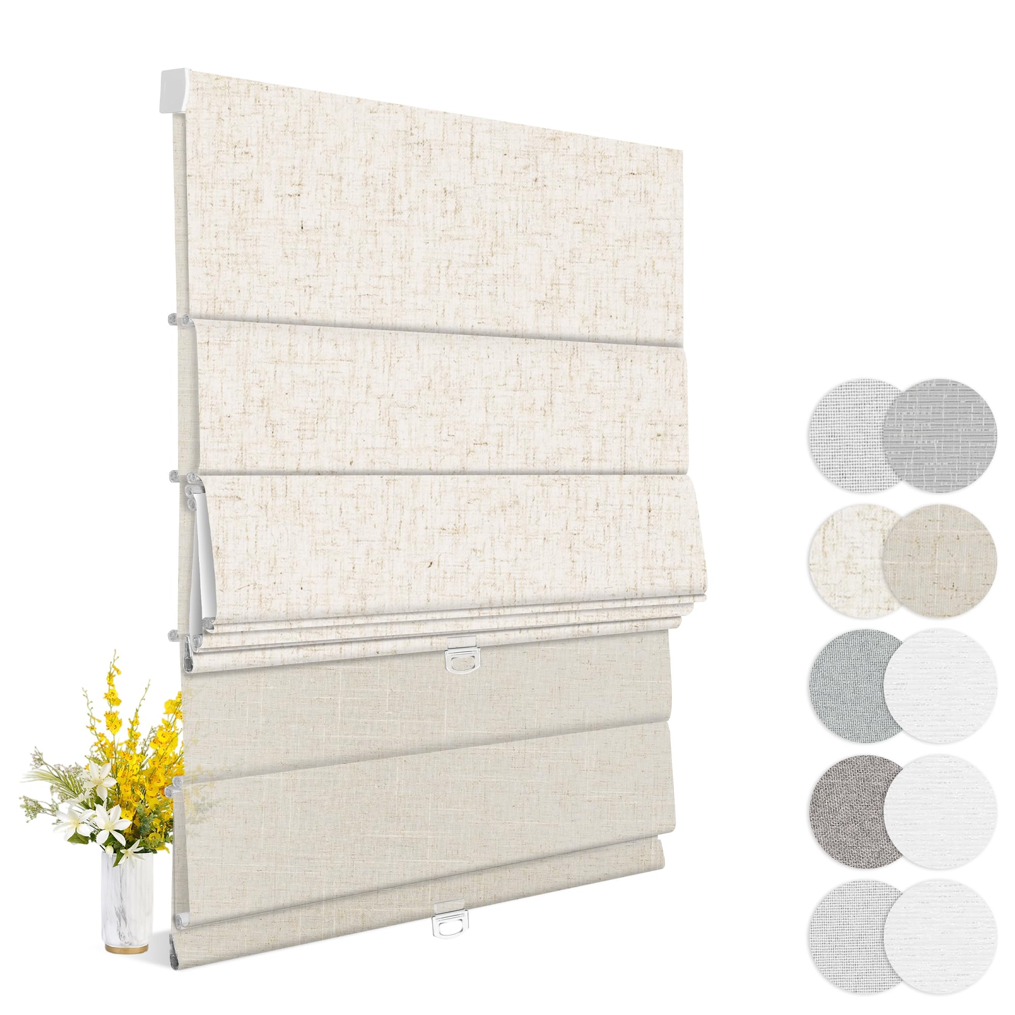 Amazon.com: BERISSA Dual Window Blinds Roman Shades with Valance ...