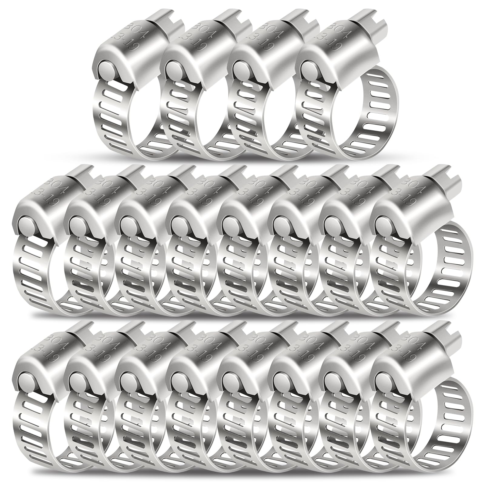 Snapklik.com : 20 Pieces 3/4 Inch Hose Clamps, Stainless Steel Hose ...