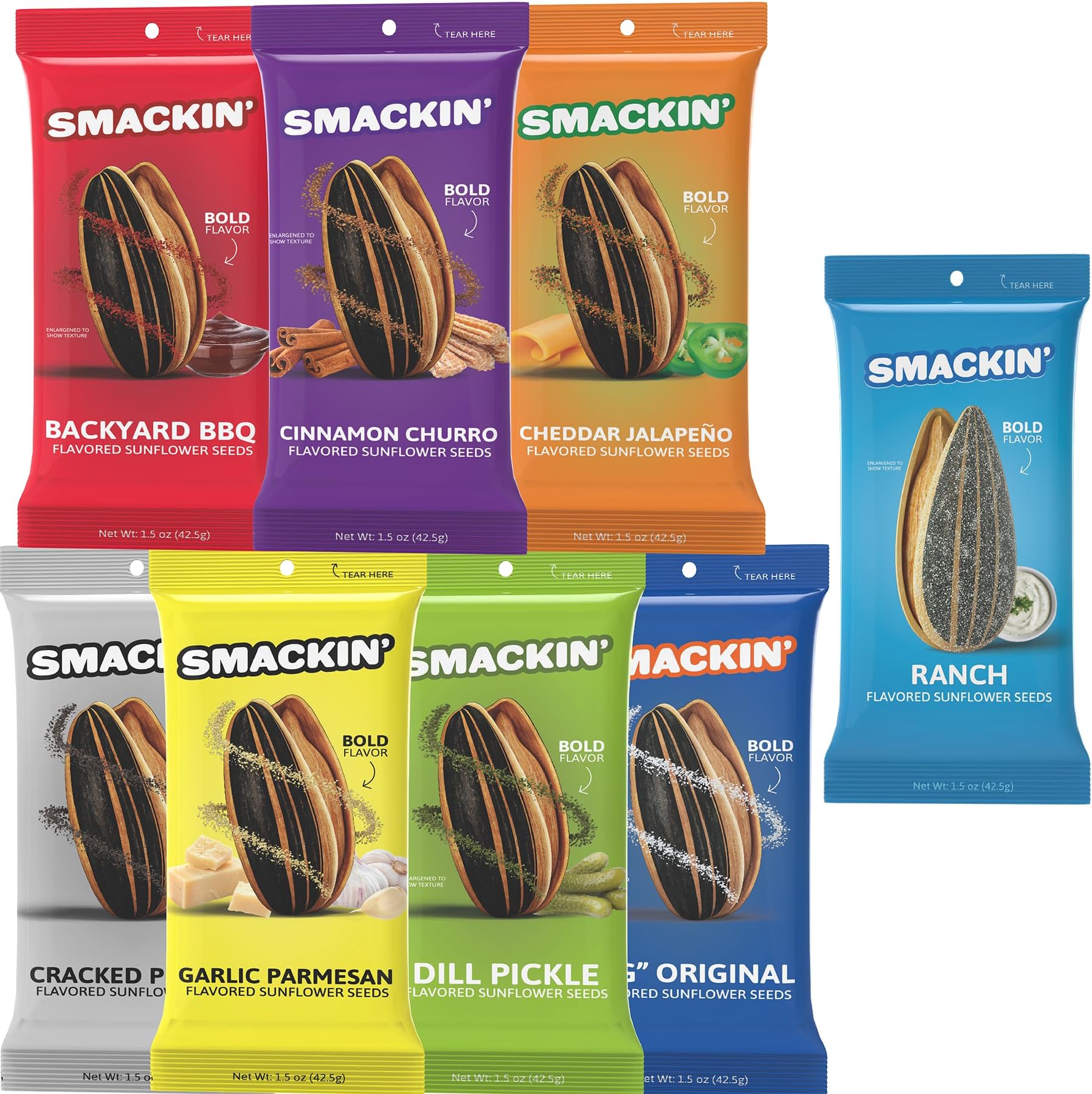 Amazon.com : SMACKIN' Sunflower Seeds, Roasted Jumbo Small-Batch ...