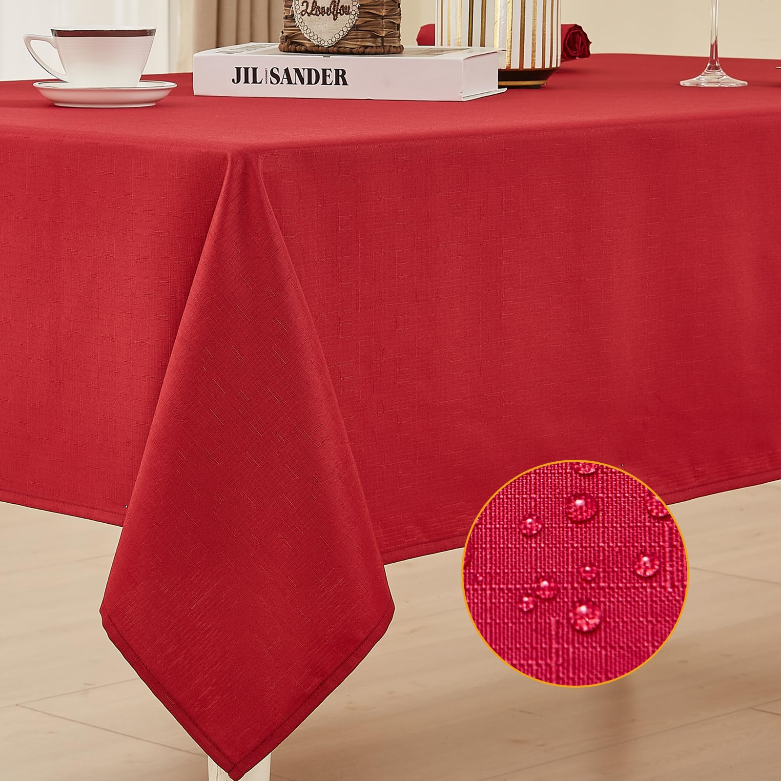 Amazon.com: Ahomuily Rectangle Linen Textured Tablecloth Waterproof and ...