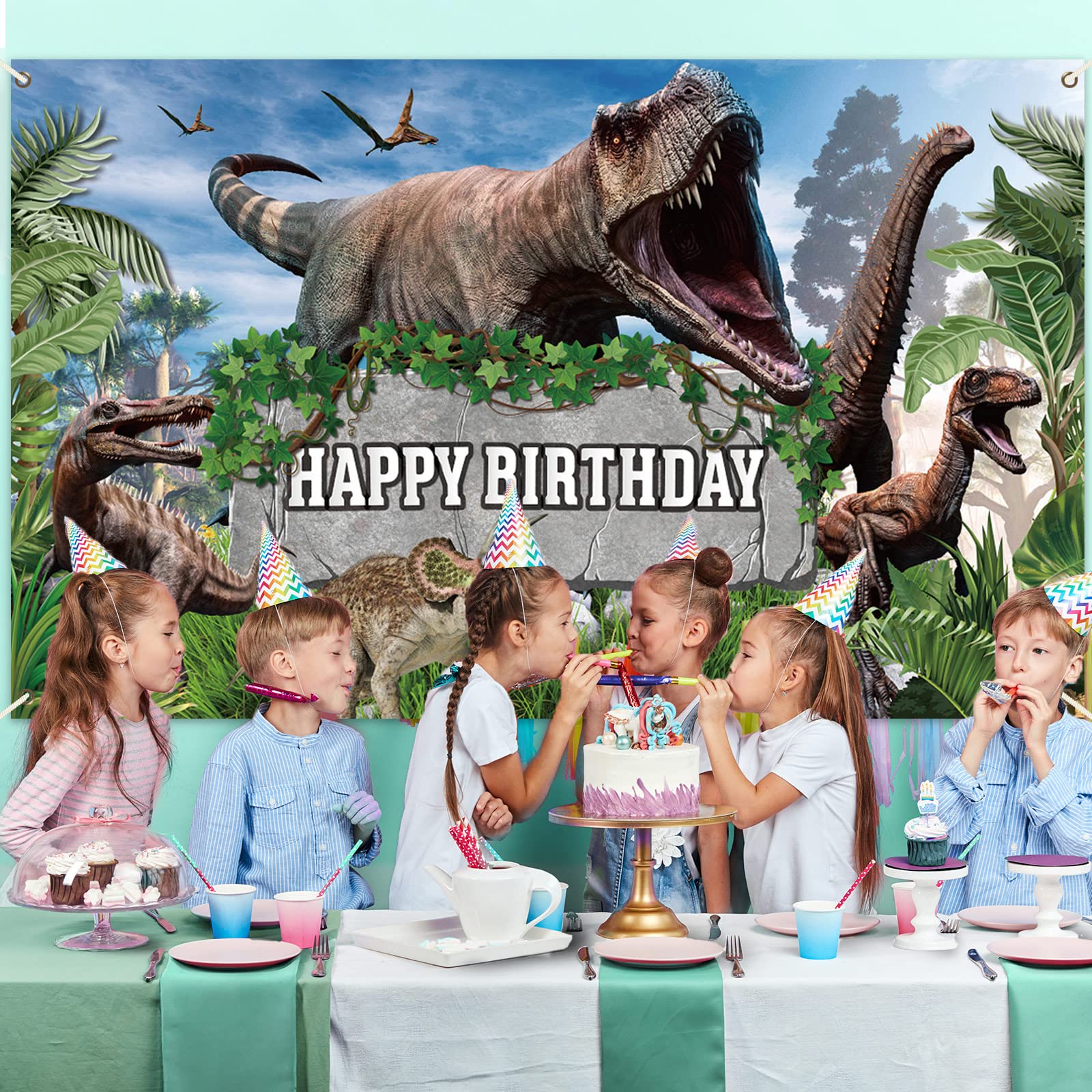 Snapklik.com : Dinosaurs Backdrop Banner Dinosaur World Decorations For ...