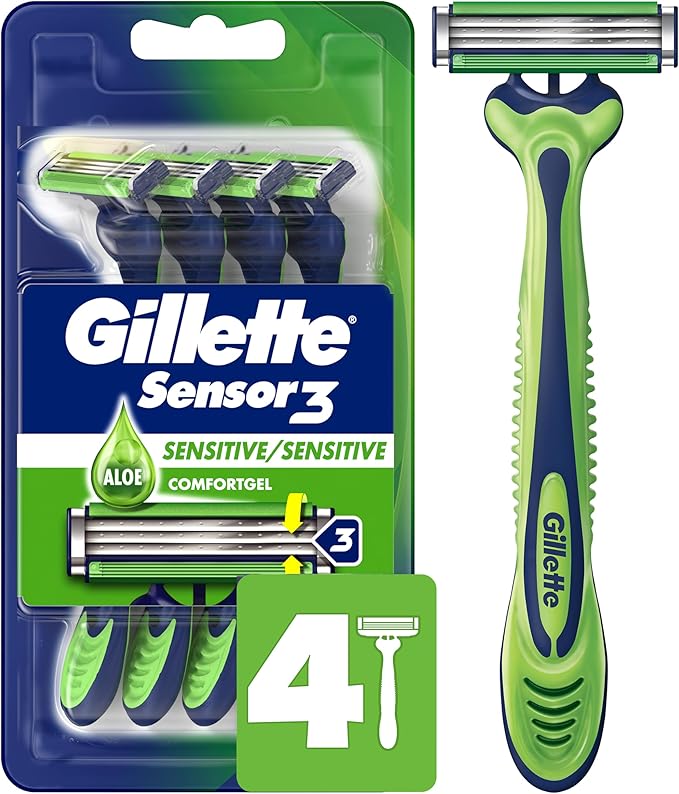Gillette Sensor3 Sensitive Men's Disposable Razor, 4 Count : Amazon.ca ...