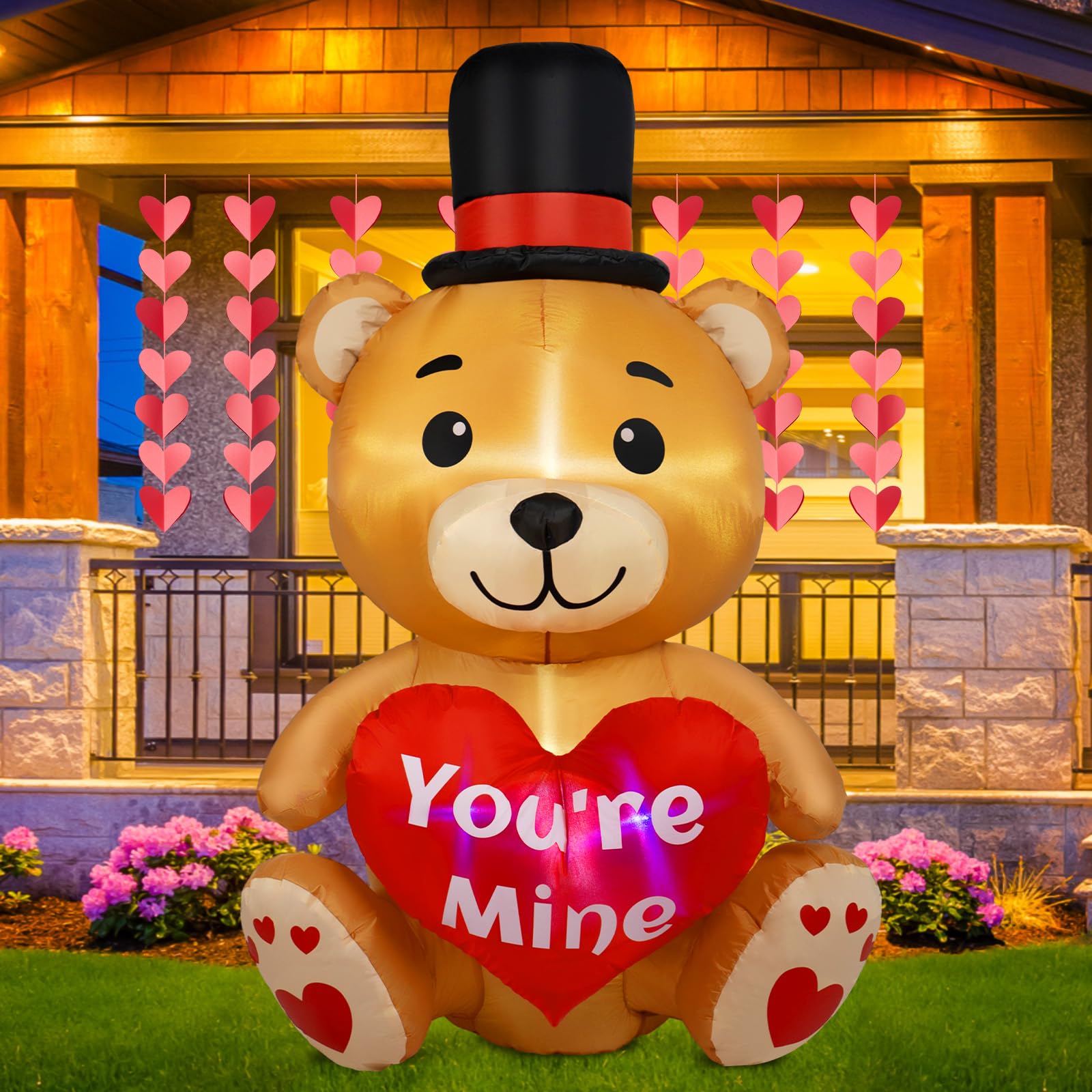 Amazon.com: B&D 4FT Valentines Day Inflatable Bear Holding Love Heart ...