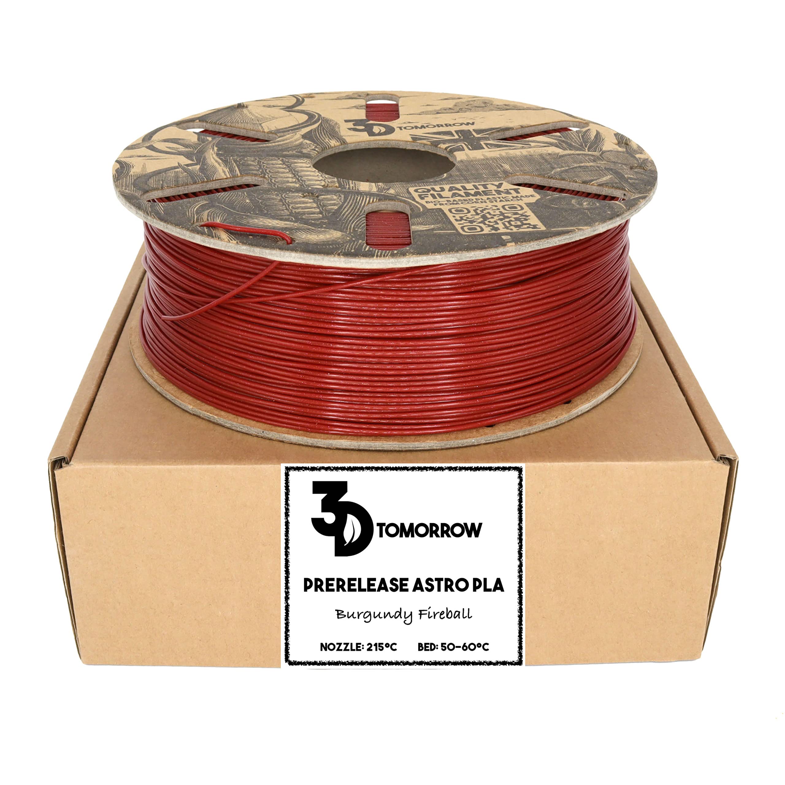 3DTomorrow Burgundy Fireball Astro PLA Filament 1.75mm, Metallic PLA ...