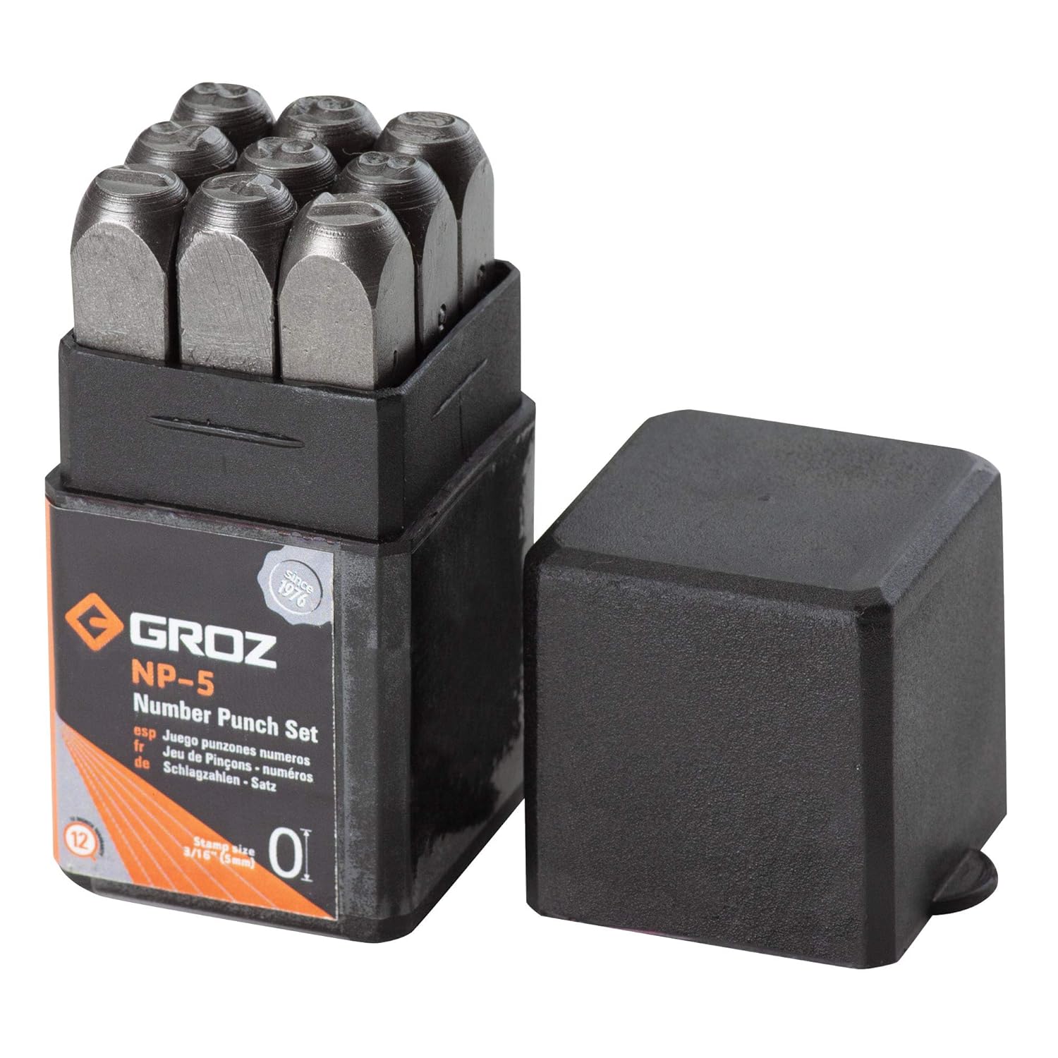 Groz 9-Piece Number Stamp Punch Set | Carbon Steel | Stamp Size: 3/16 ...