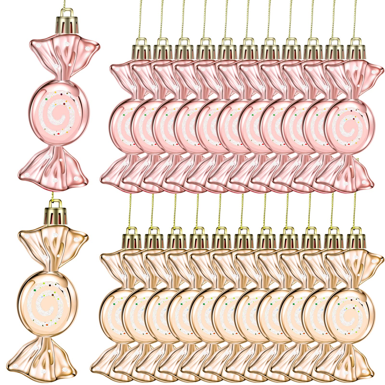 Amazon.com: Vicenpal Pink and Gold Christmas Ornaments Rose Gold ...