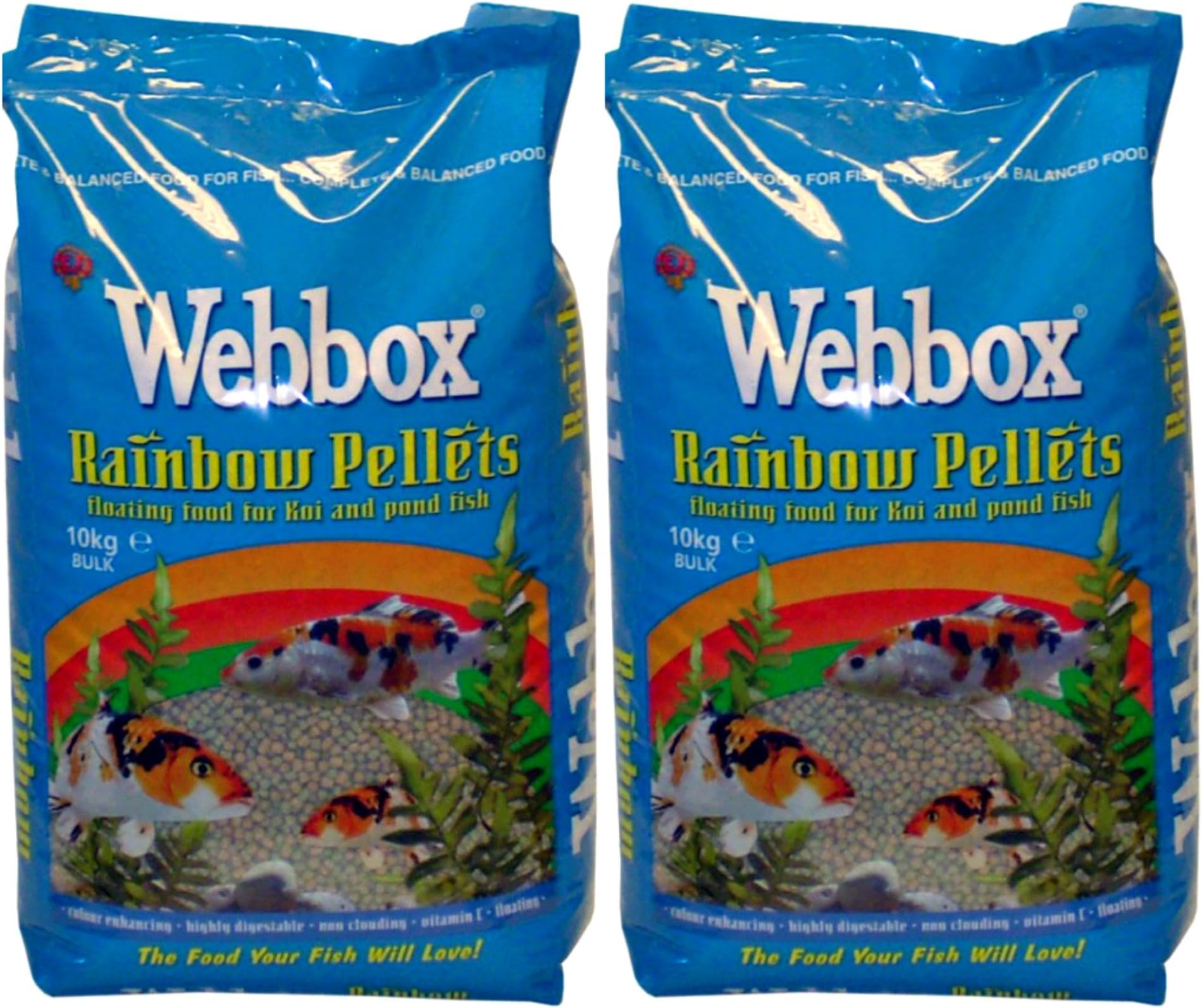20kg Webbox Rainbow Pellets Floating KOI CARP & All Pond Fish Food ...