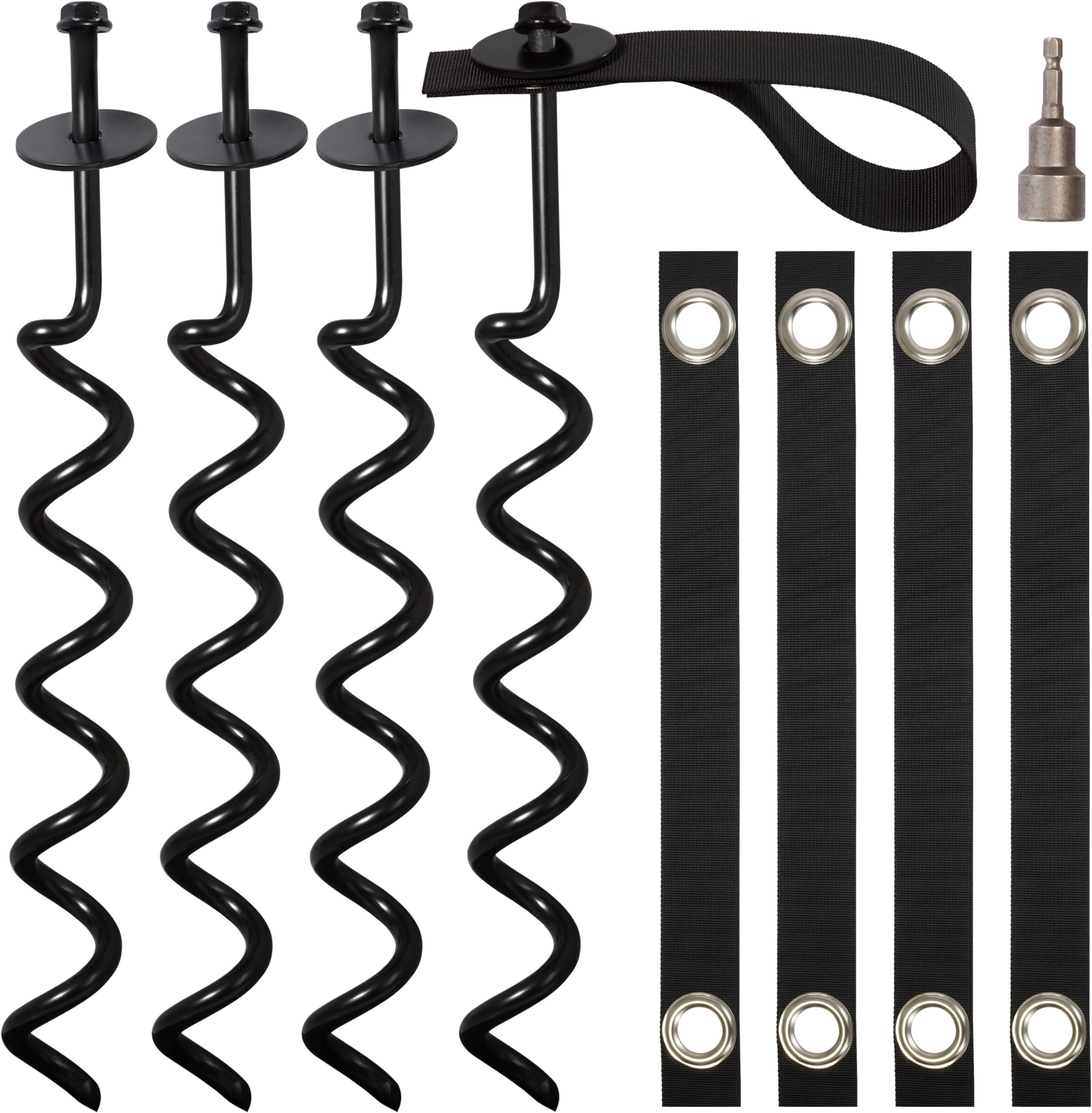 Amazon.com : VASGOR 12” Ground Anchors (4pcs) Easy to Use with Drill ...