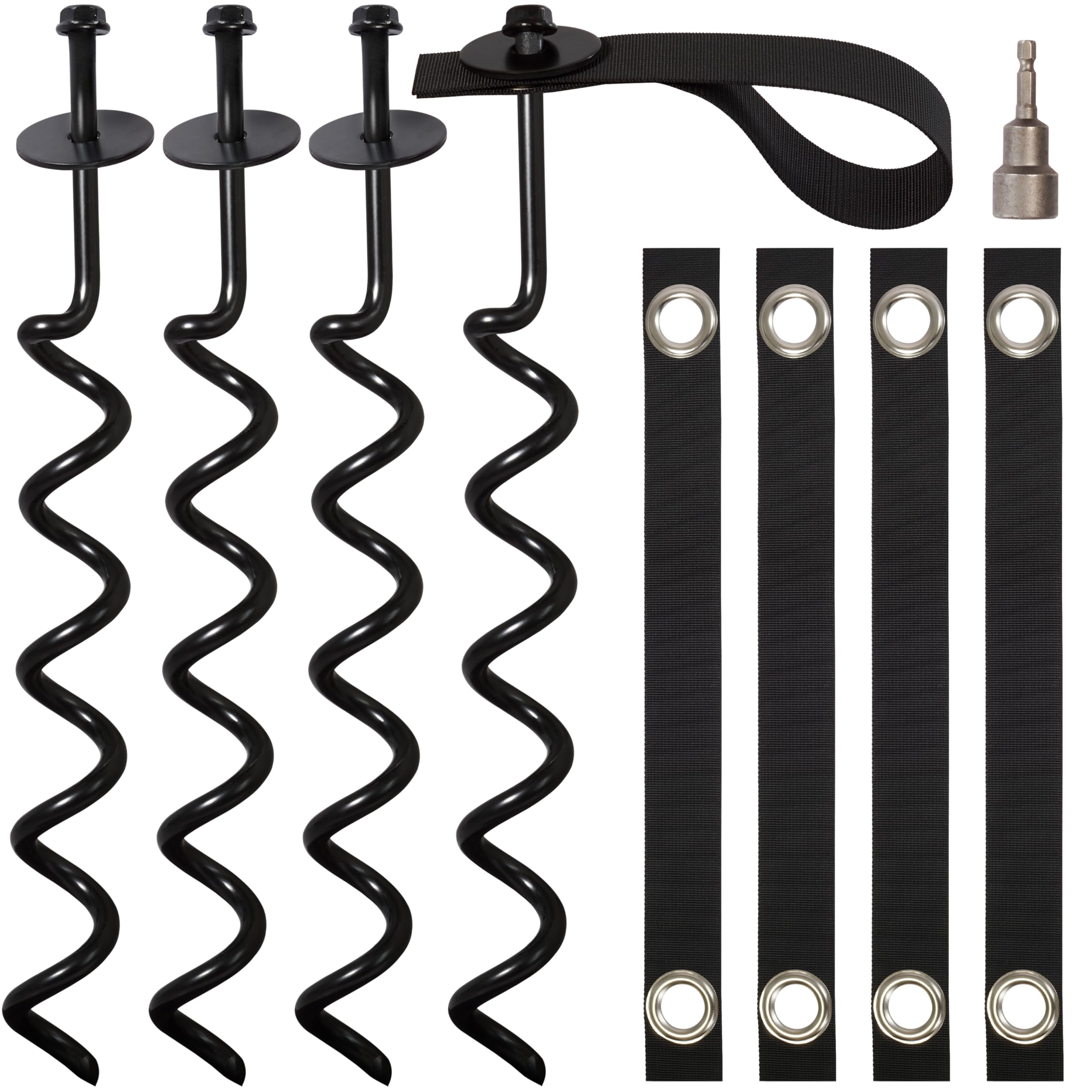 Amazon.com : VASGOR 12” Ground Anchors (4pcs) Easy to Use with Drill ...