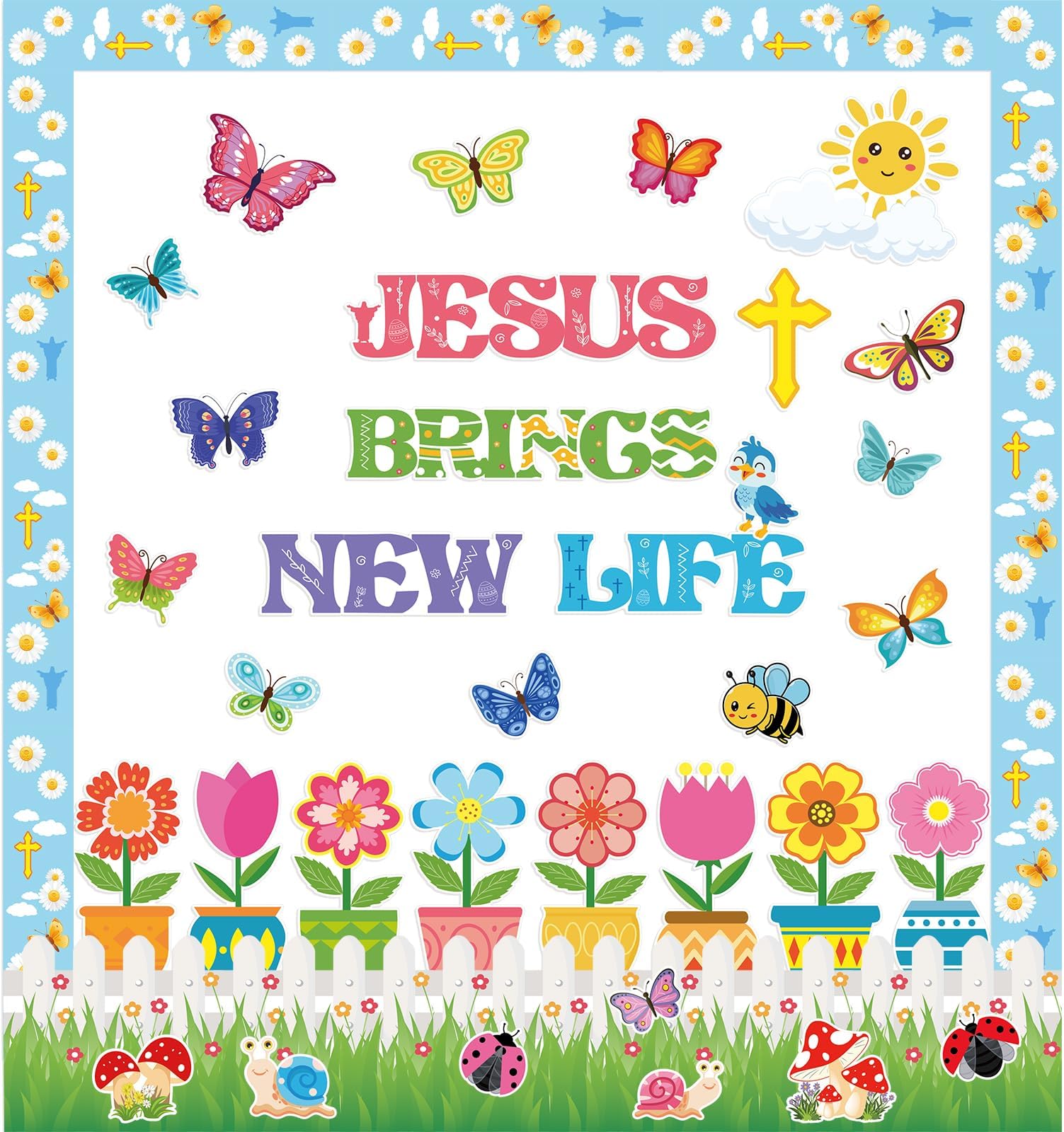Amazon.com: HOWAF 48pcs Jesus Brings New Life Christian Bulletin Board ...