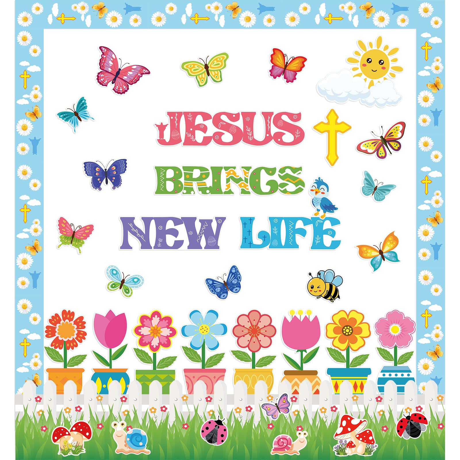 Buy HOWAF48pcs Jesus Brings New Life Christian Bulletin Board Set ...