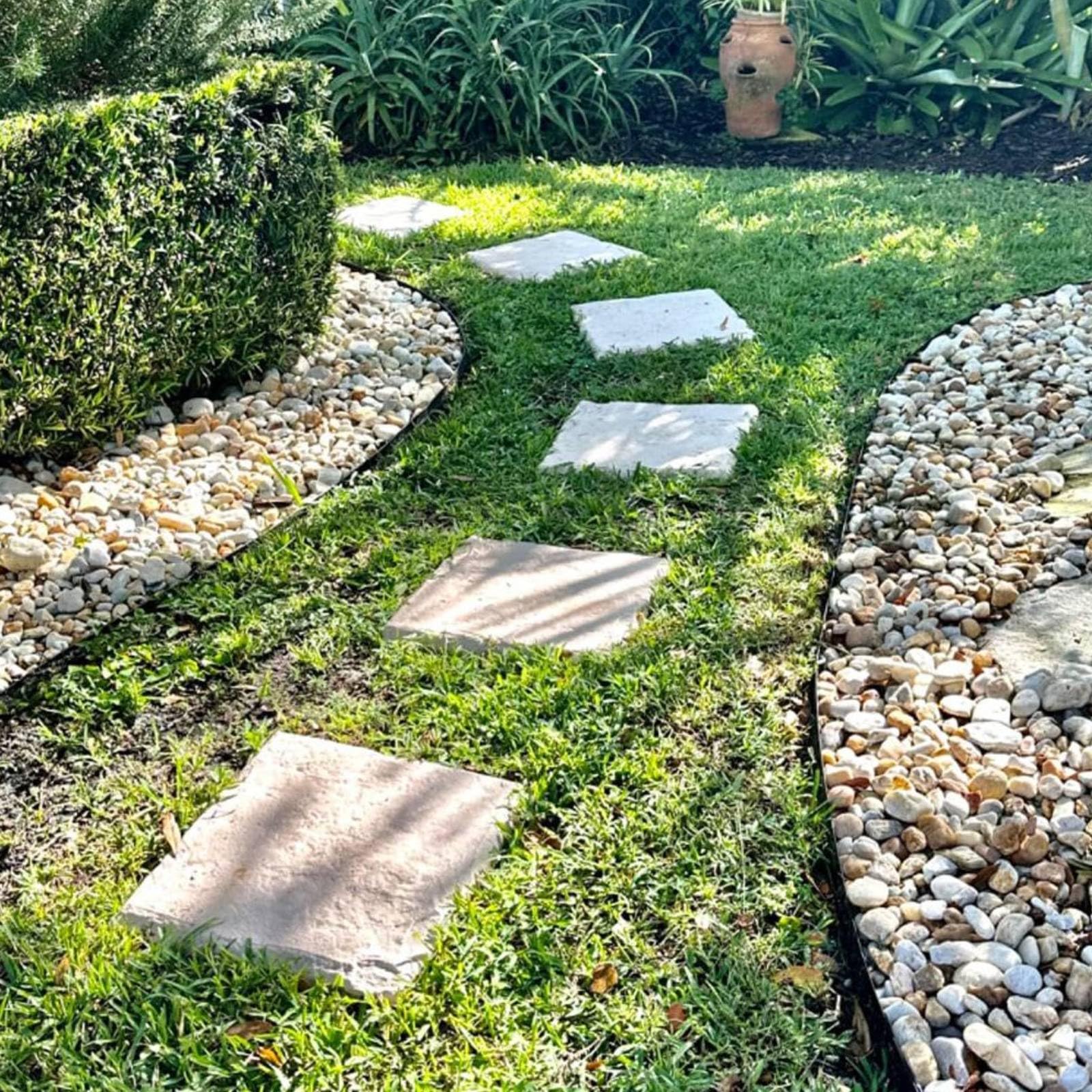 Square Stepping Stones With Pebble Rock