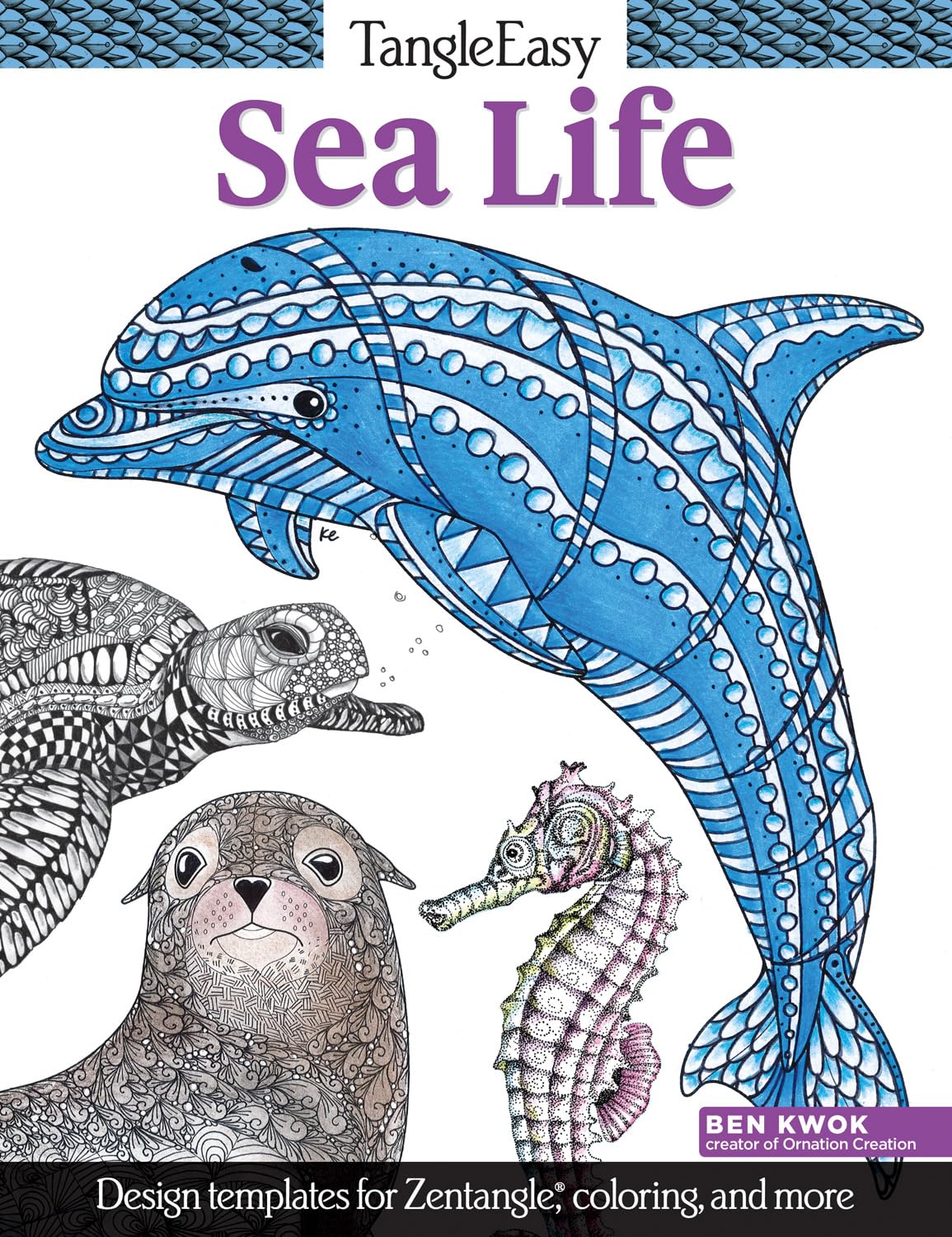 Zentangle Sea Animals Easy Zentangle Stylized Set Sea Animals. Black