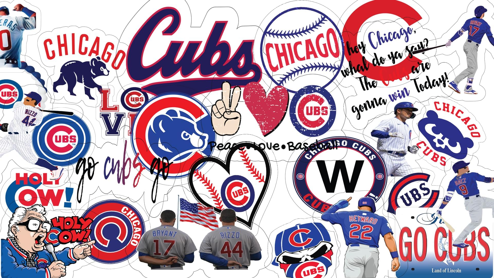 Amazon.com: American Baseball Stickers 35pcs Cubs Stickers Chicago Team ...