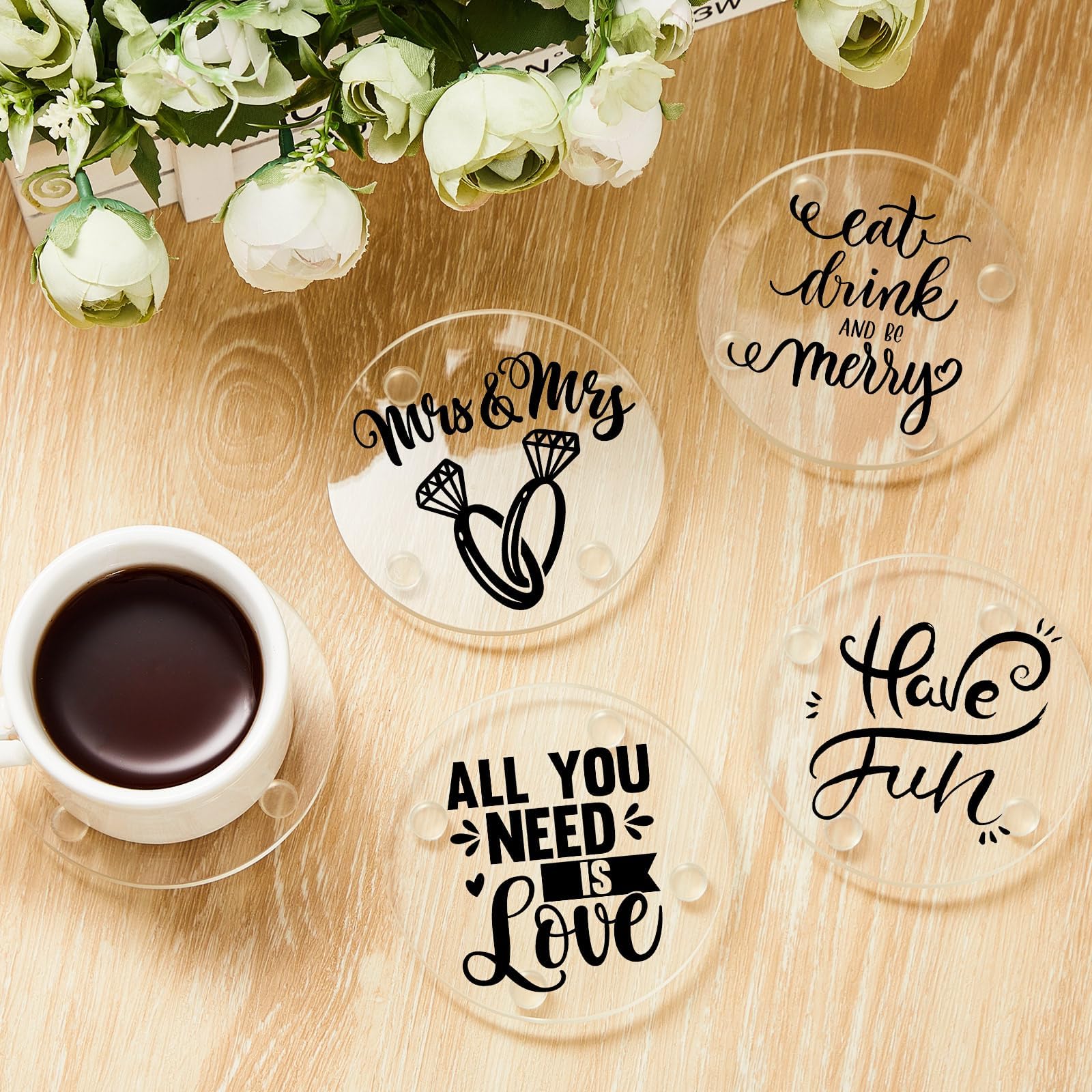 Amazon.com: Suttmin 12 Pcs Glass Coasters Blank Drink Clear Coasters ...