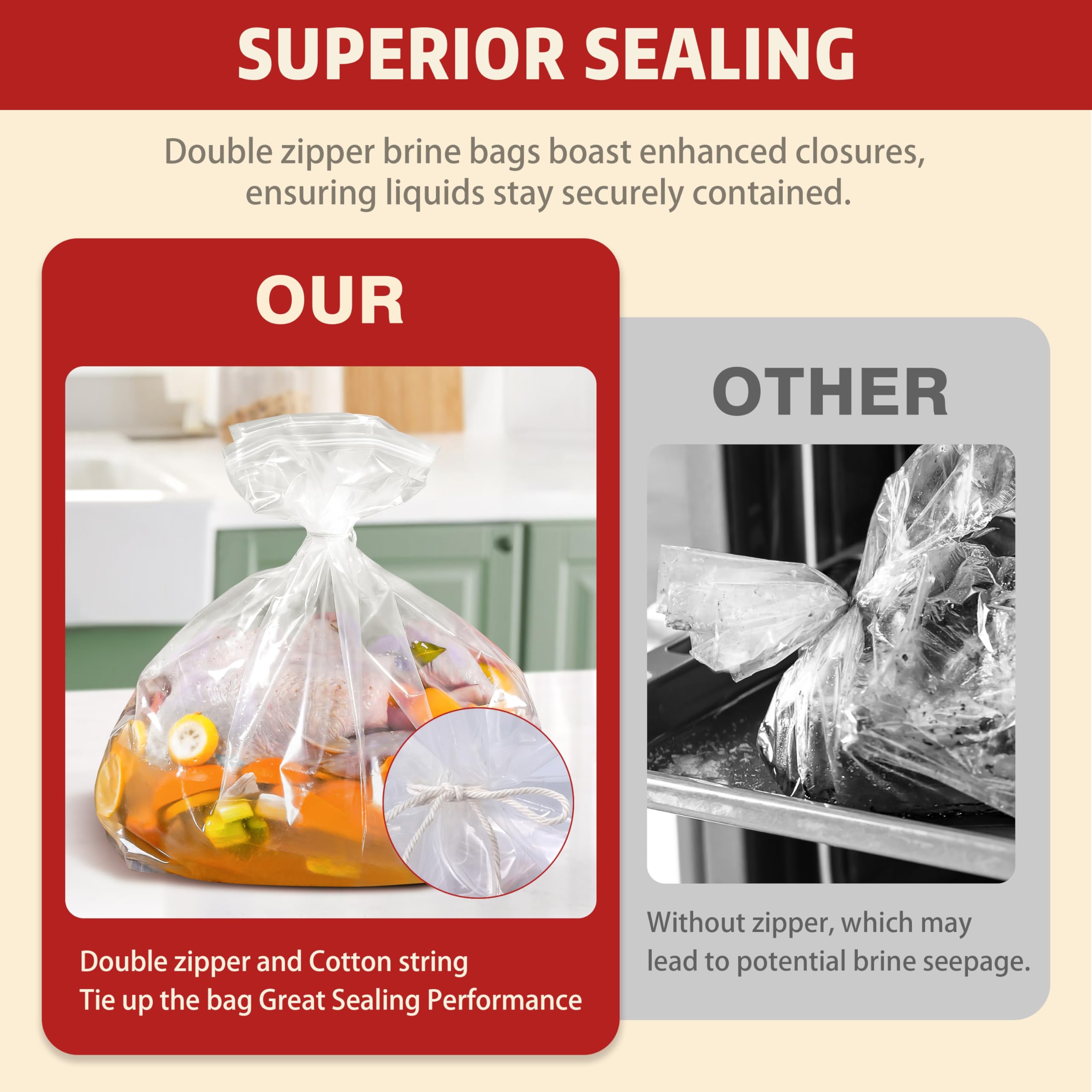 Snapklik.com : Turkey Brine Bag, 21.6"19.6", 3 Pack, Double Track ...