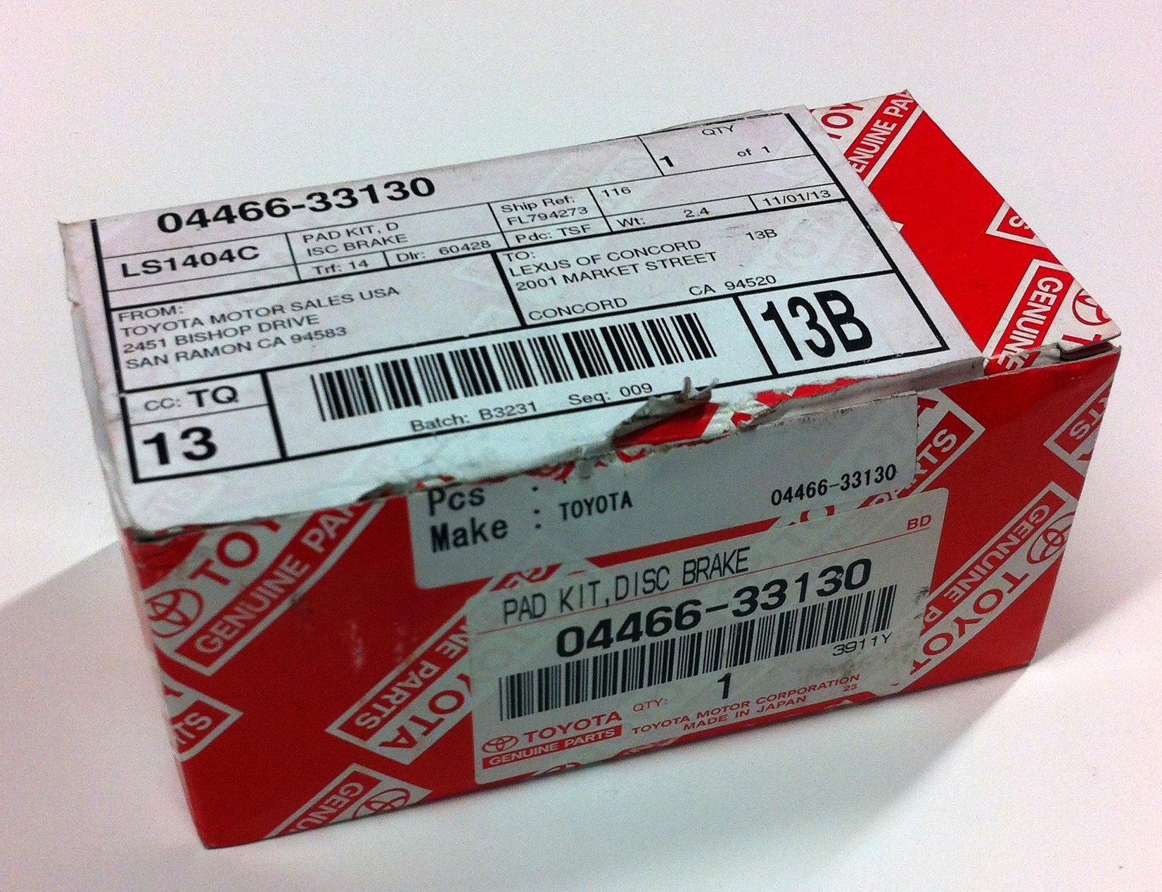 Amazon.com: Genuine Toyota Parts - Pad Kit, Disc Brake (04466-33130 ...