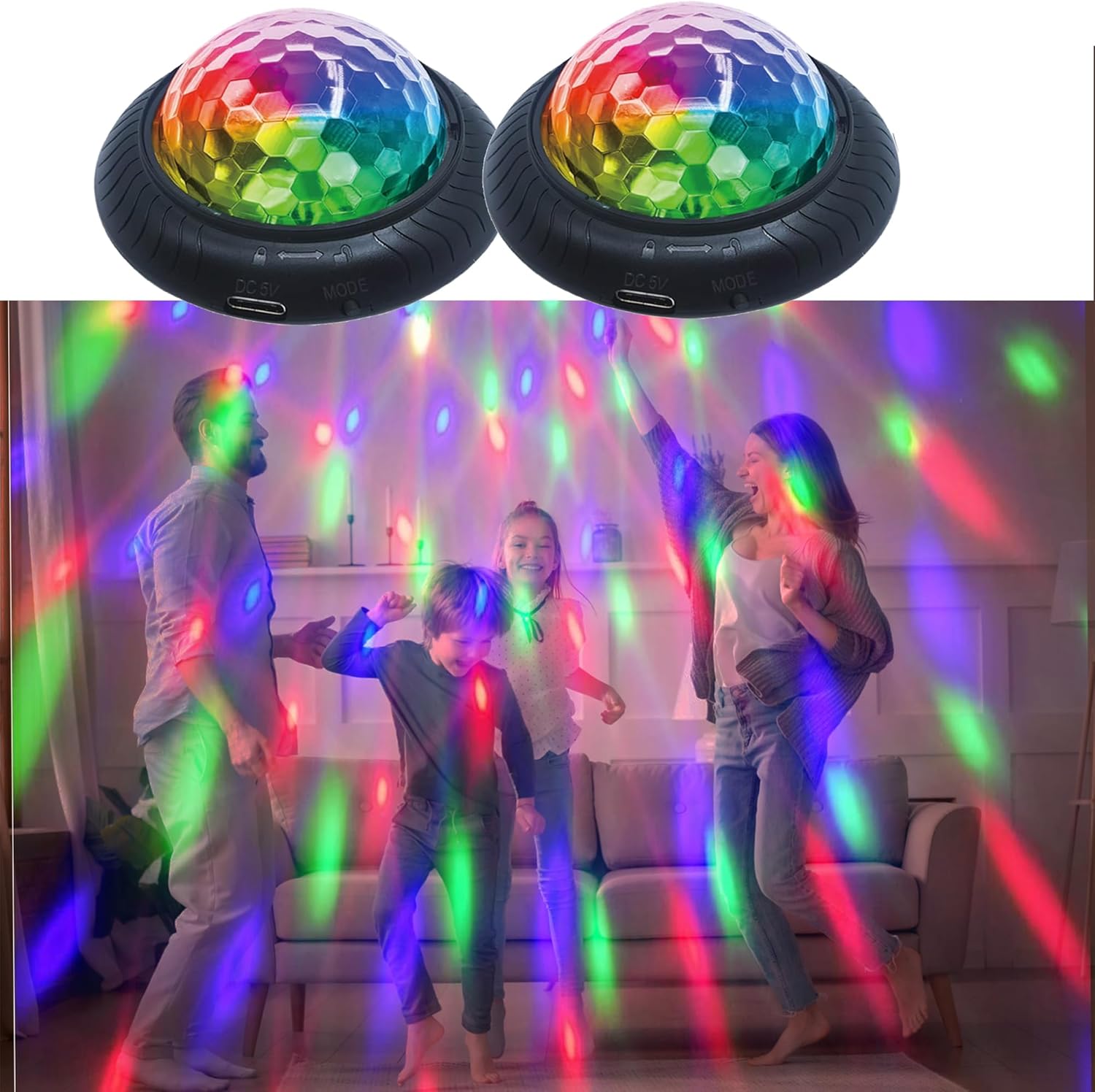 2 Pack Disco Ball Party Strobe Lights, Star Light for Room Bedroom ...