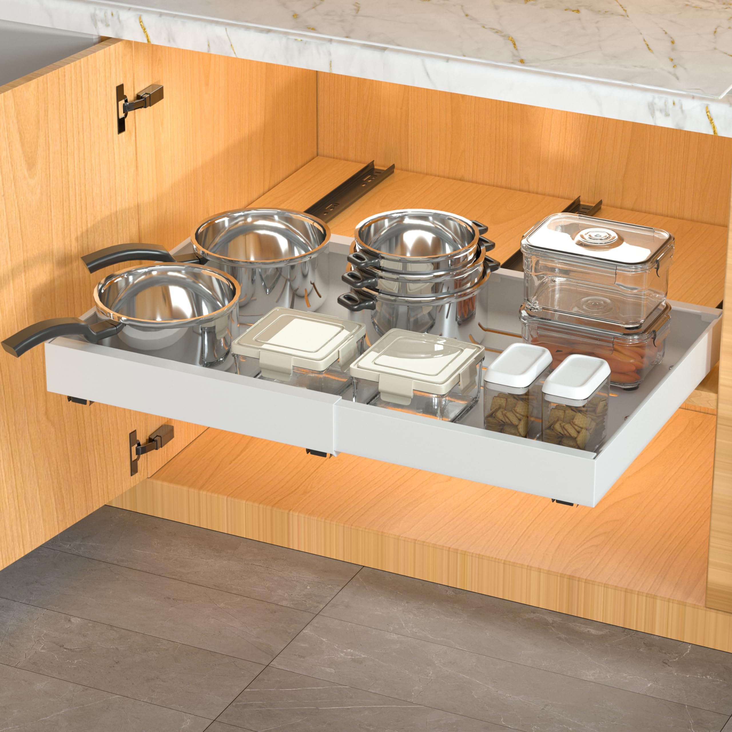 Amazon.com: HIKITMATE Pull Out Cabinet Organizer, Carbon Steel Cabinet ...