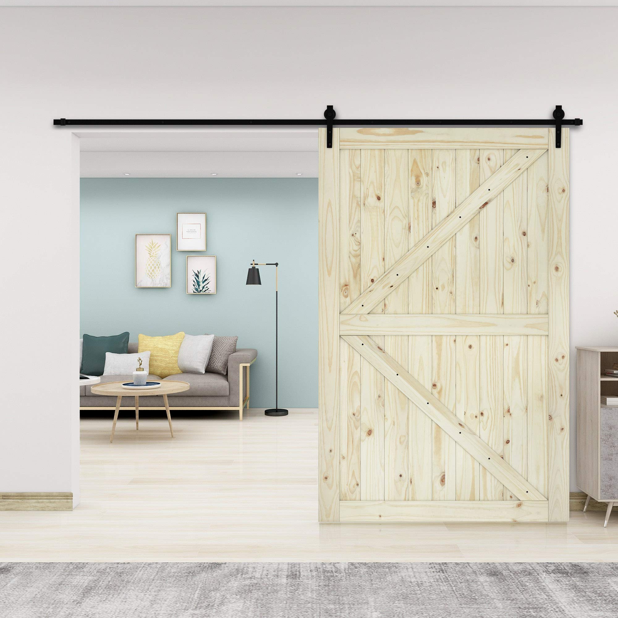 Buy BELLEZE 54 X 84 Unfinished Heavy Duty Sliding Barn Door Sturdy
