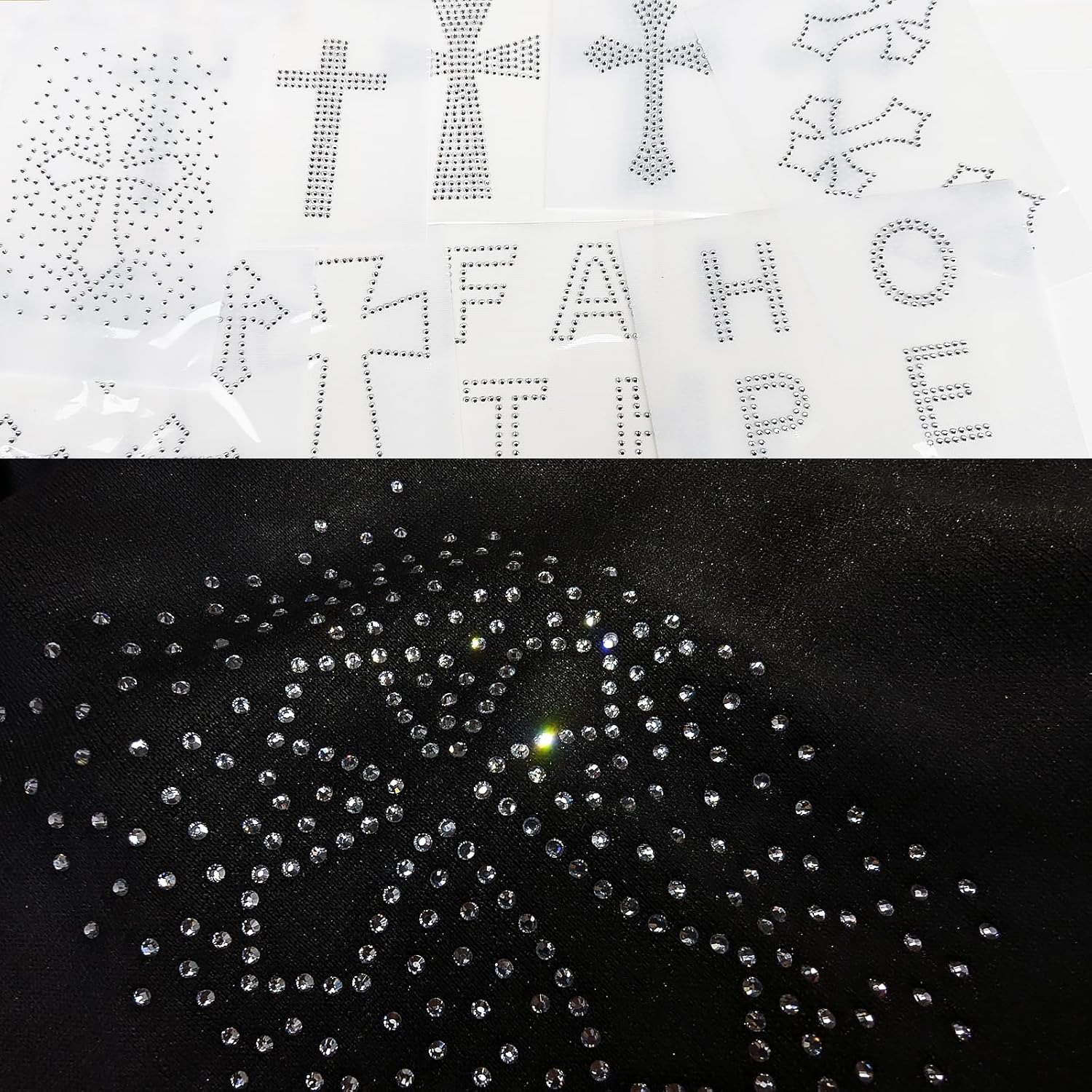 Amazon.com: Genio Cristal Hotfix Rhinestone Cross Transfers, 10 Sheets ...