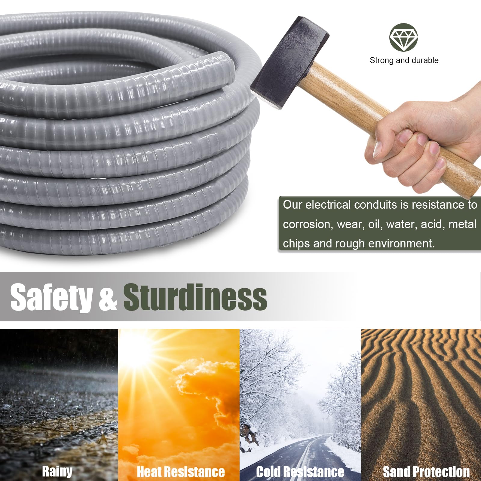Snapklik.com : 1 1/2 Inch Flexible Conduit 50 FT Non Metallic Liquid ...