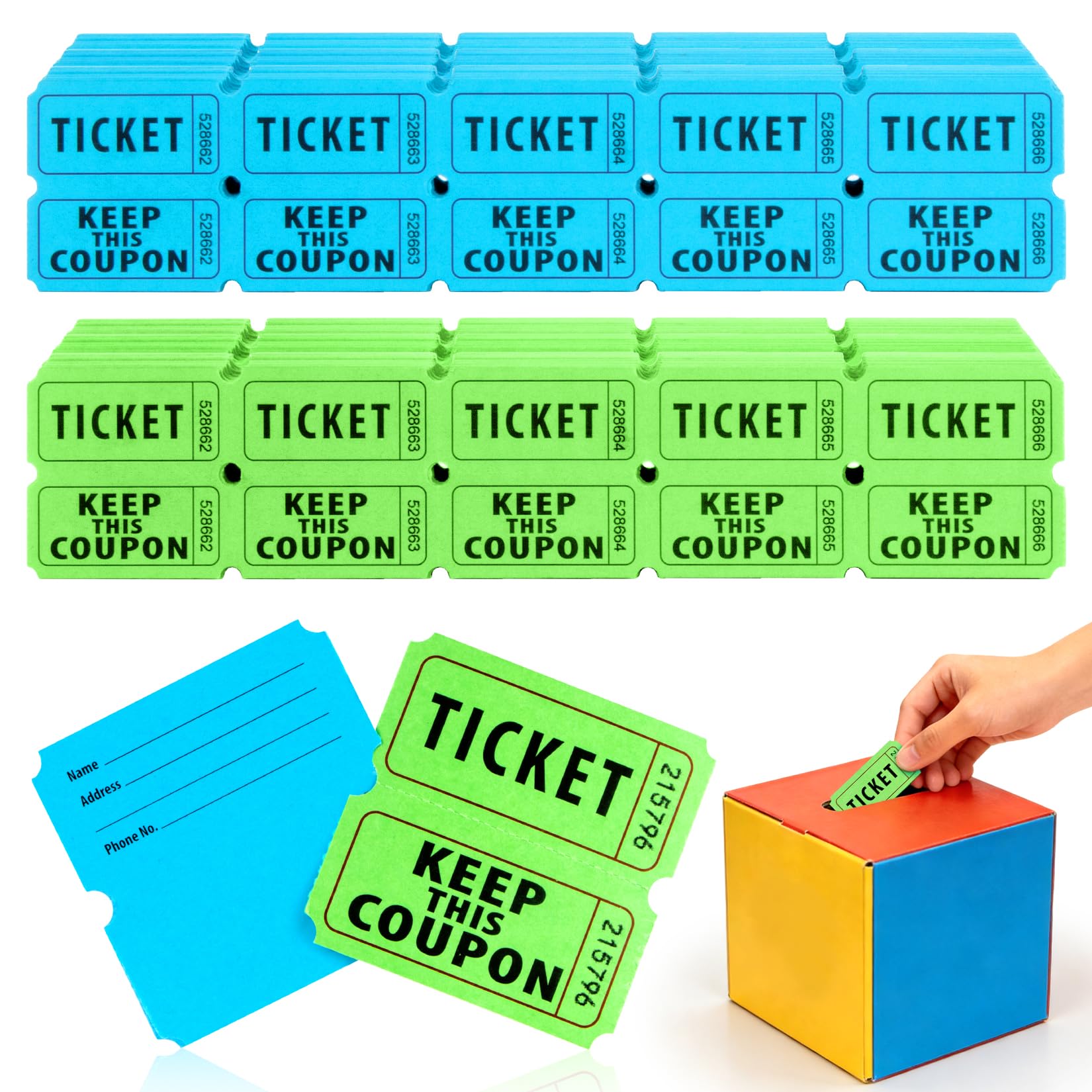 Snapklik.com : 800PCS Raffle Tickets Roll - 50/50 Double Raffle Tickets ...