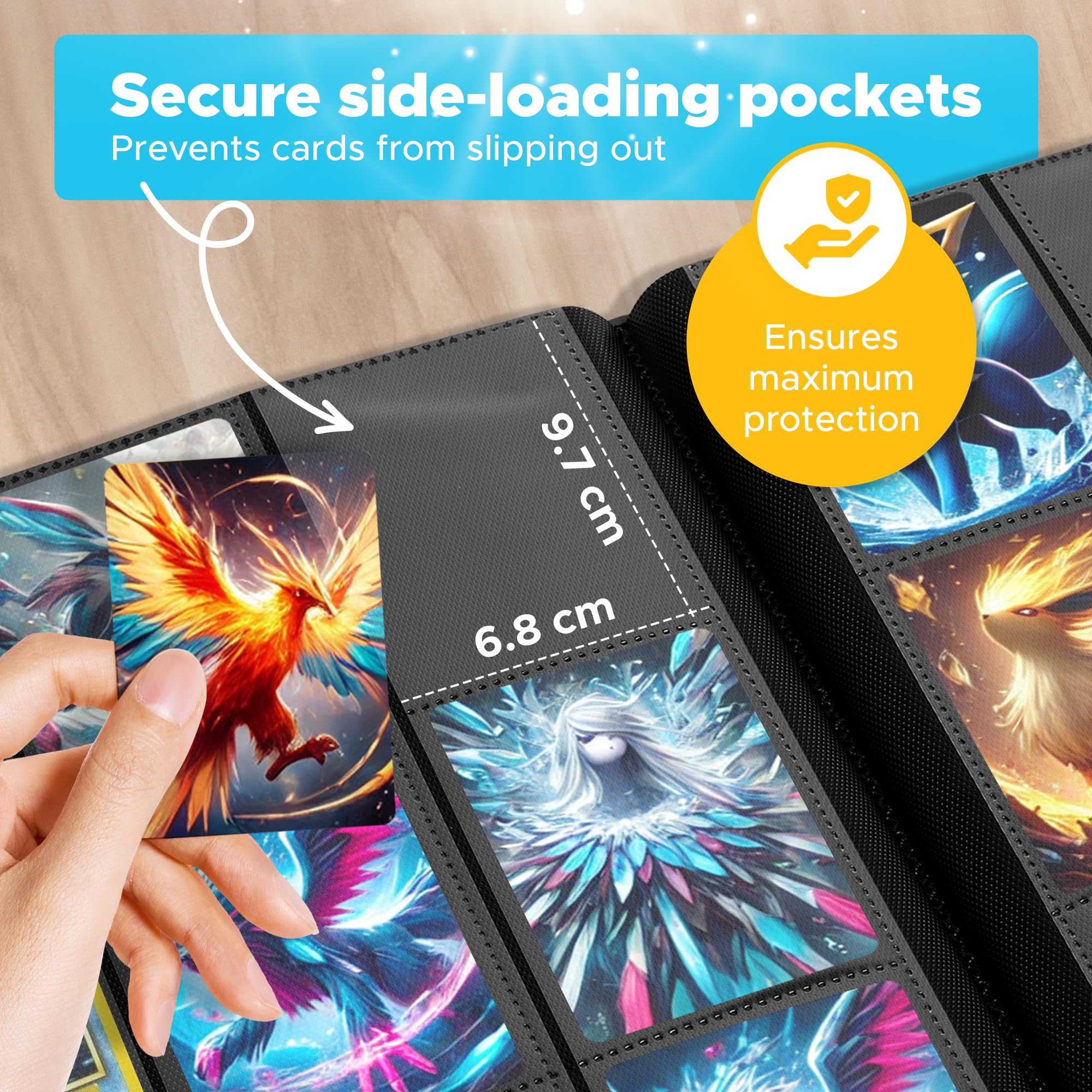 Vavasel 9 Pocket Trading Card Album Folder – 360 Side Loading Pocket ...
