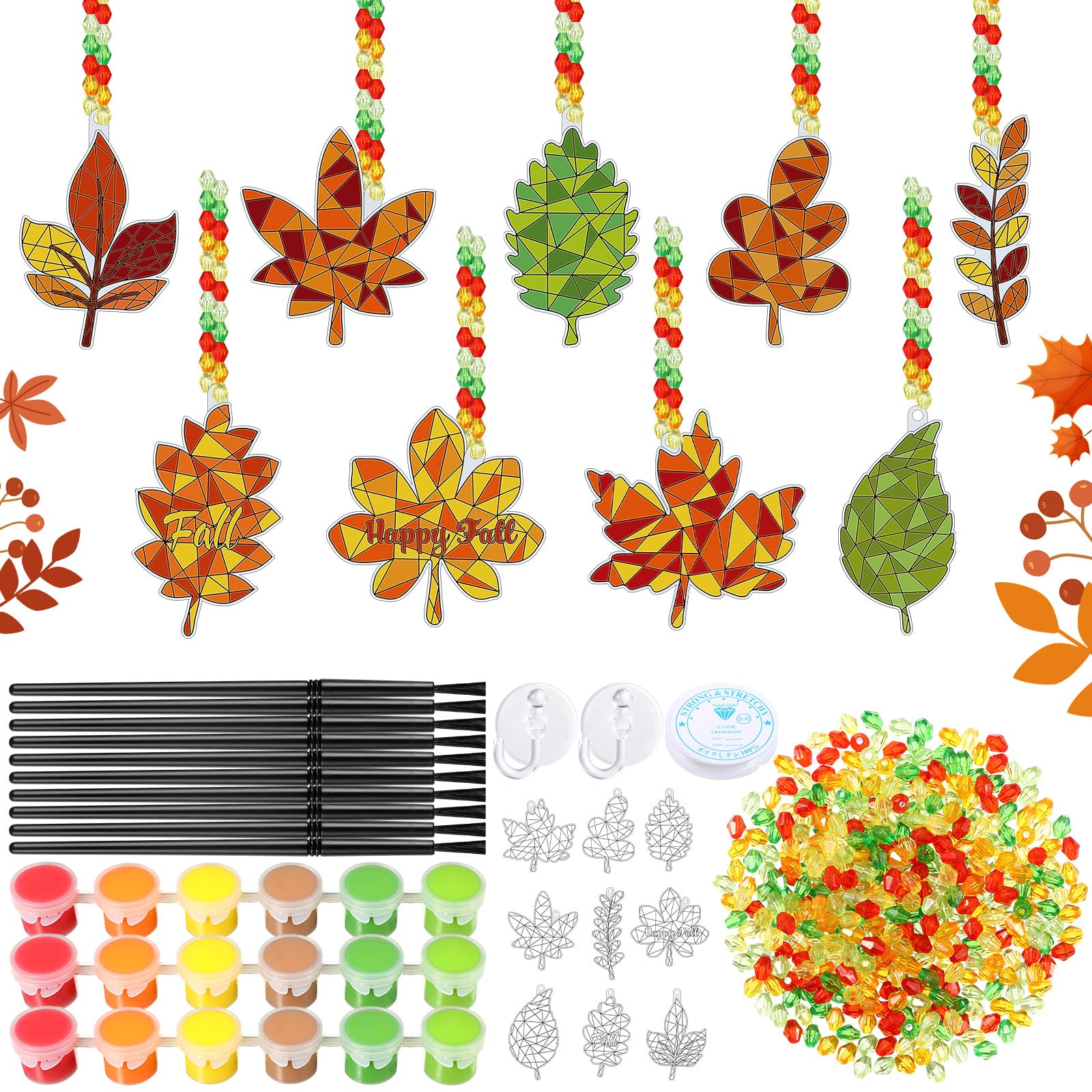 Amazon.com: Pasimy 36 Sets Fall Suncatchers Craft Kits Thanksgiving DIY ...