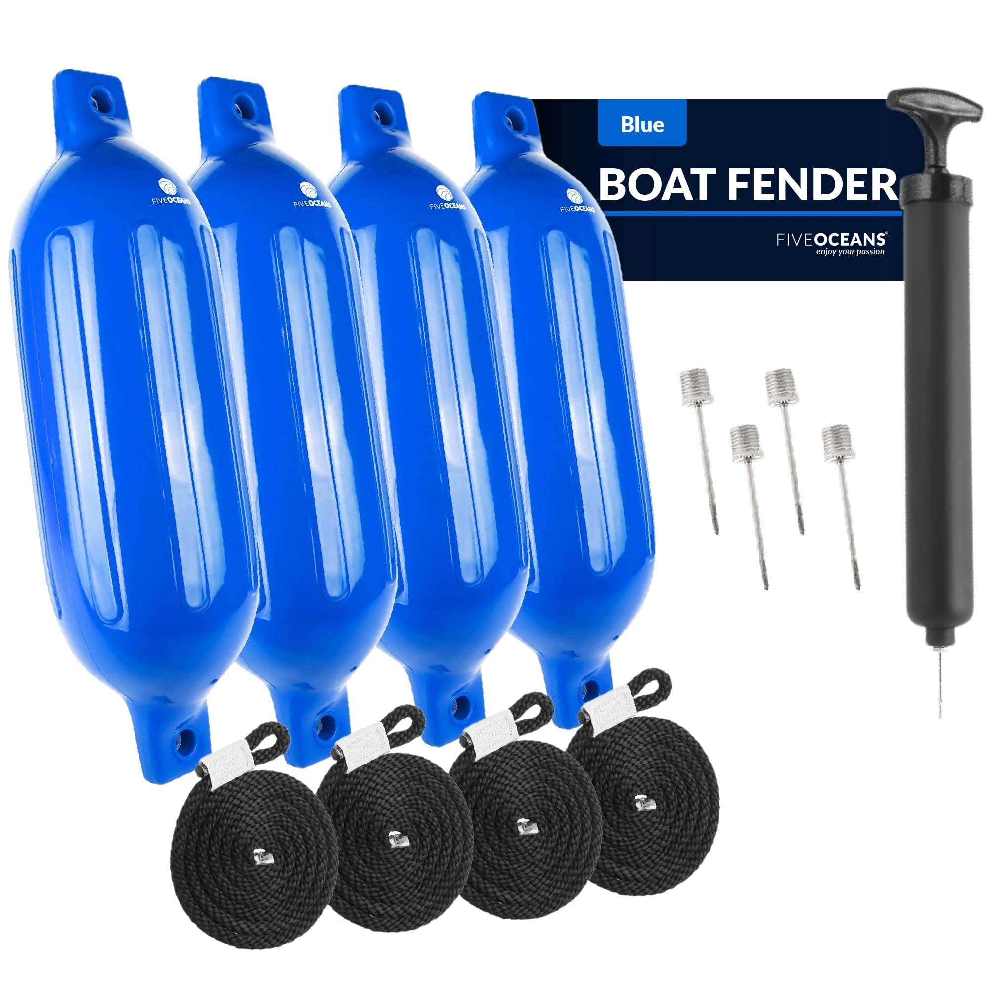 Snapklik.com : Boat Fenders 4-Pack - 4.5 X 16-Inch, Blue - Boat Bumpers ...
