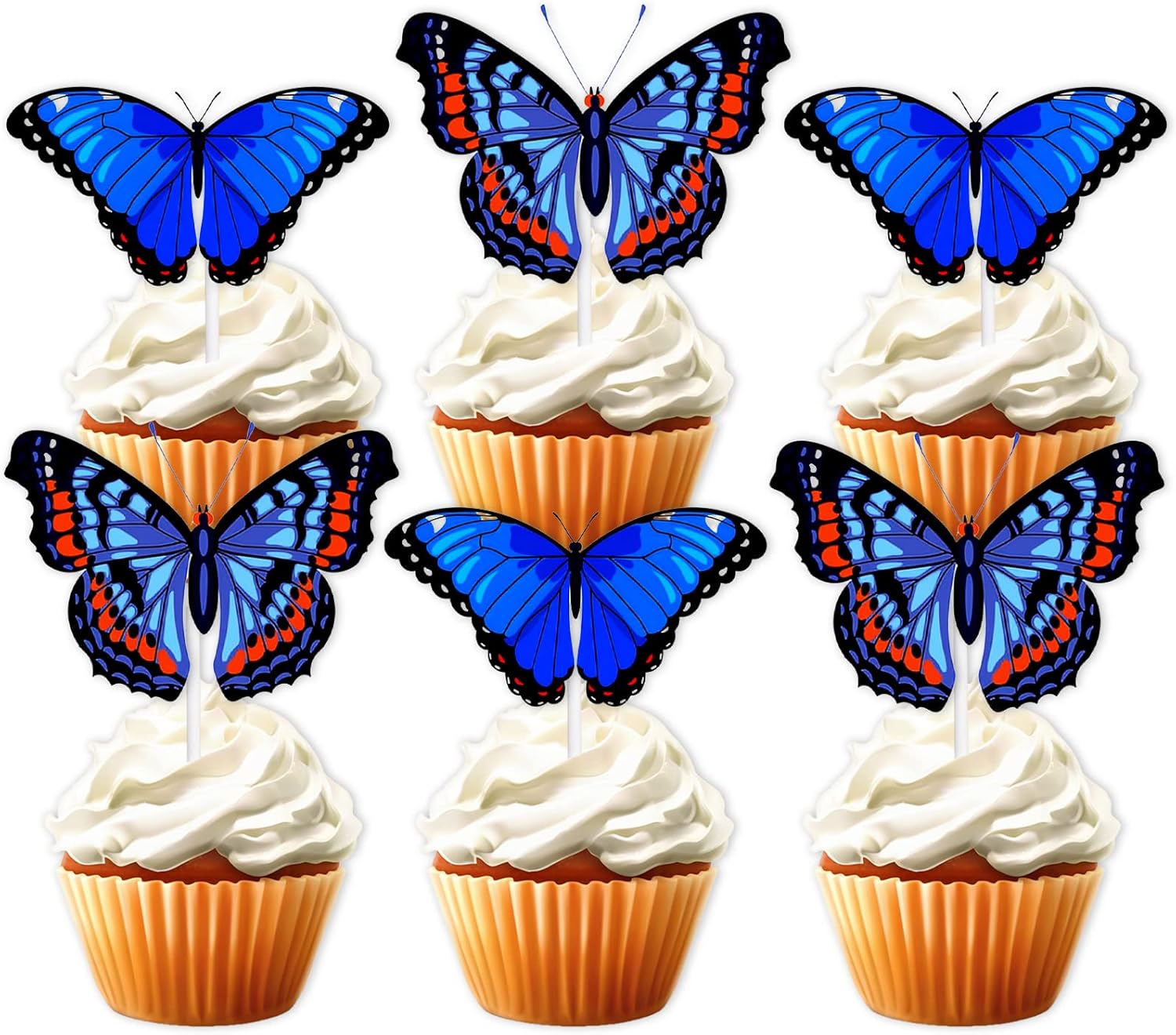 Amazon.com: 18pcs Blue Glitter Dessert Cupcake Topper Cheer to Nature ...