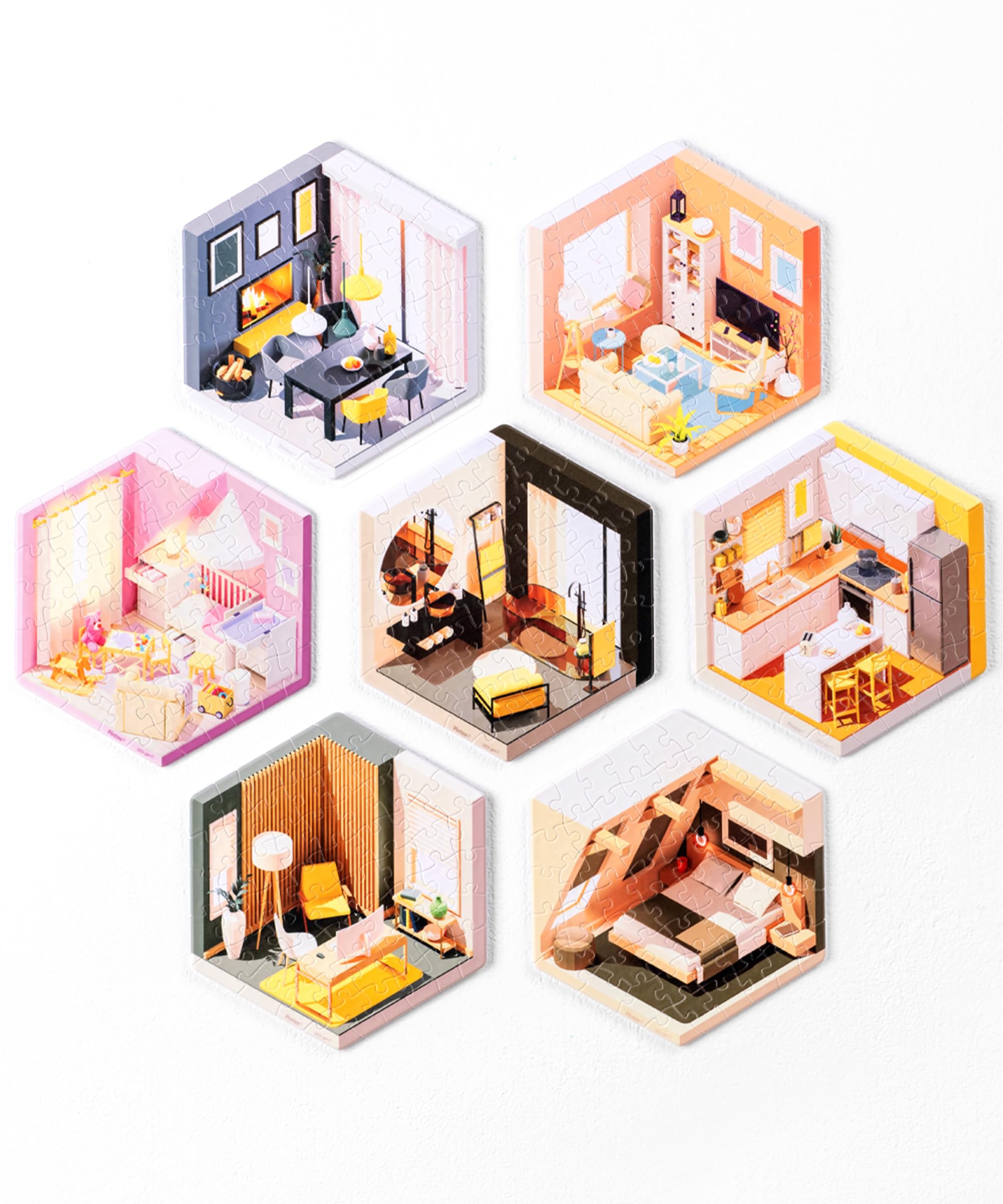 Amazon.co.jp: ピントー(Pintoo) 56ピースの7個セット タイルパズル【居心地の良い隅】(13X15cm) プラスチック製 プレゼント インテリア[HX1164] : おもちゃ