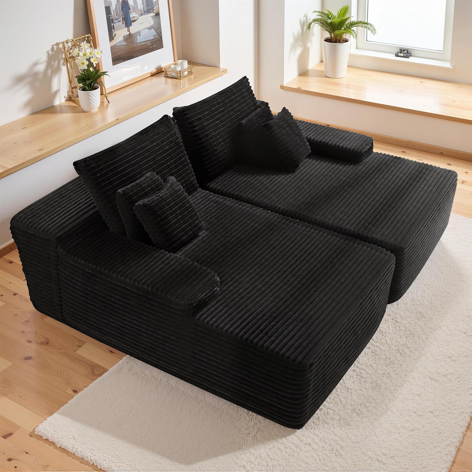 Amazon.com: POEM PANDA 82'' Oversized Boneless Memory Foam Chaise ...