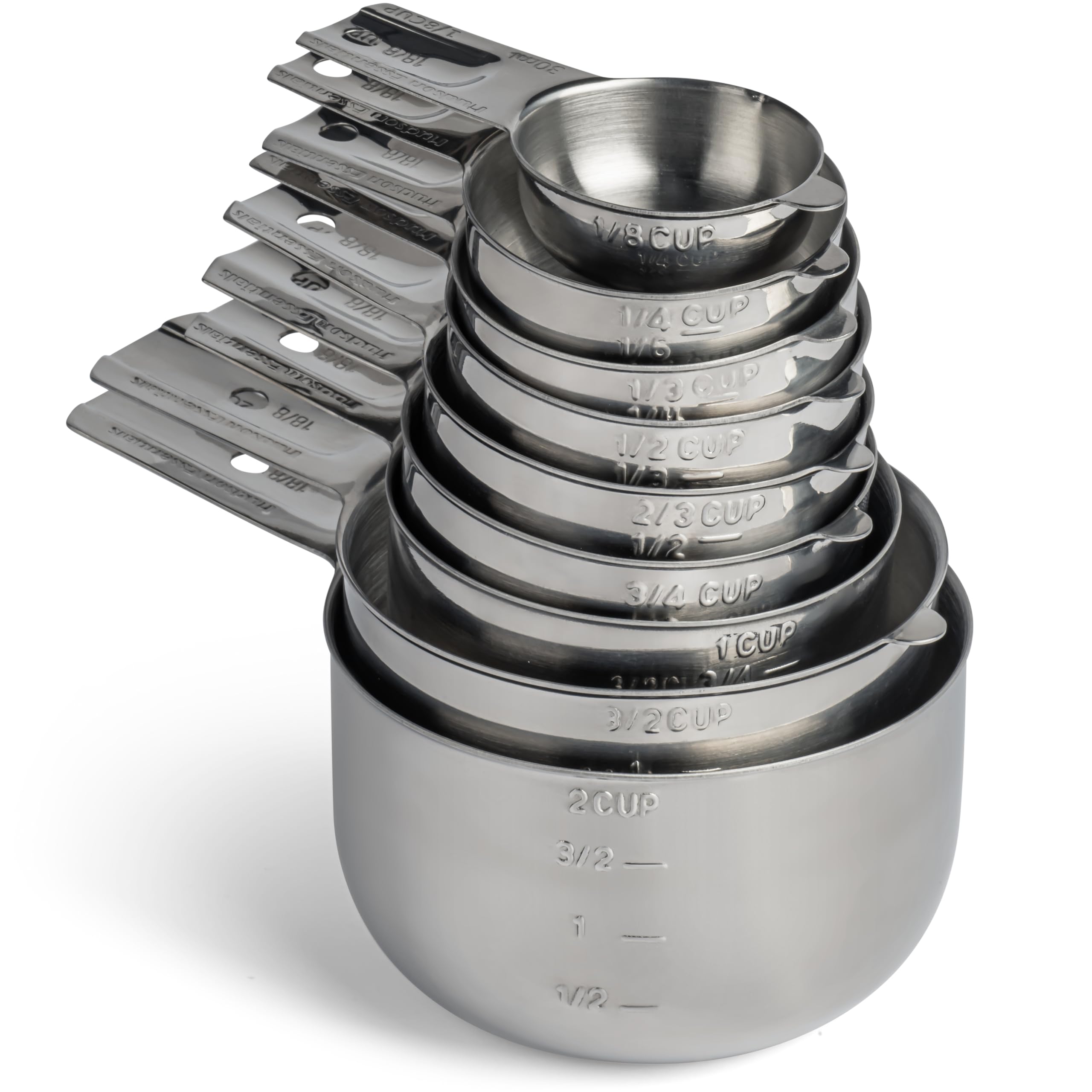 Amazon.com: Hudson Essentials Stainless Steel Measuring Cups Set - (9 ...