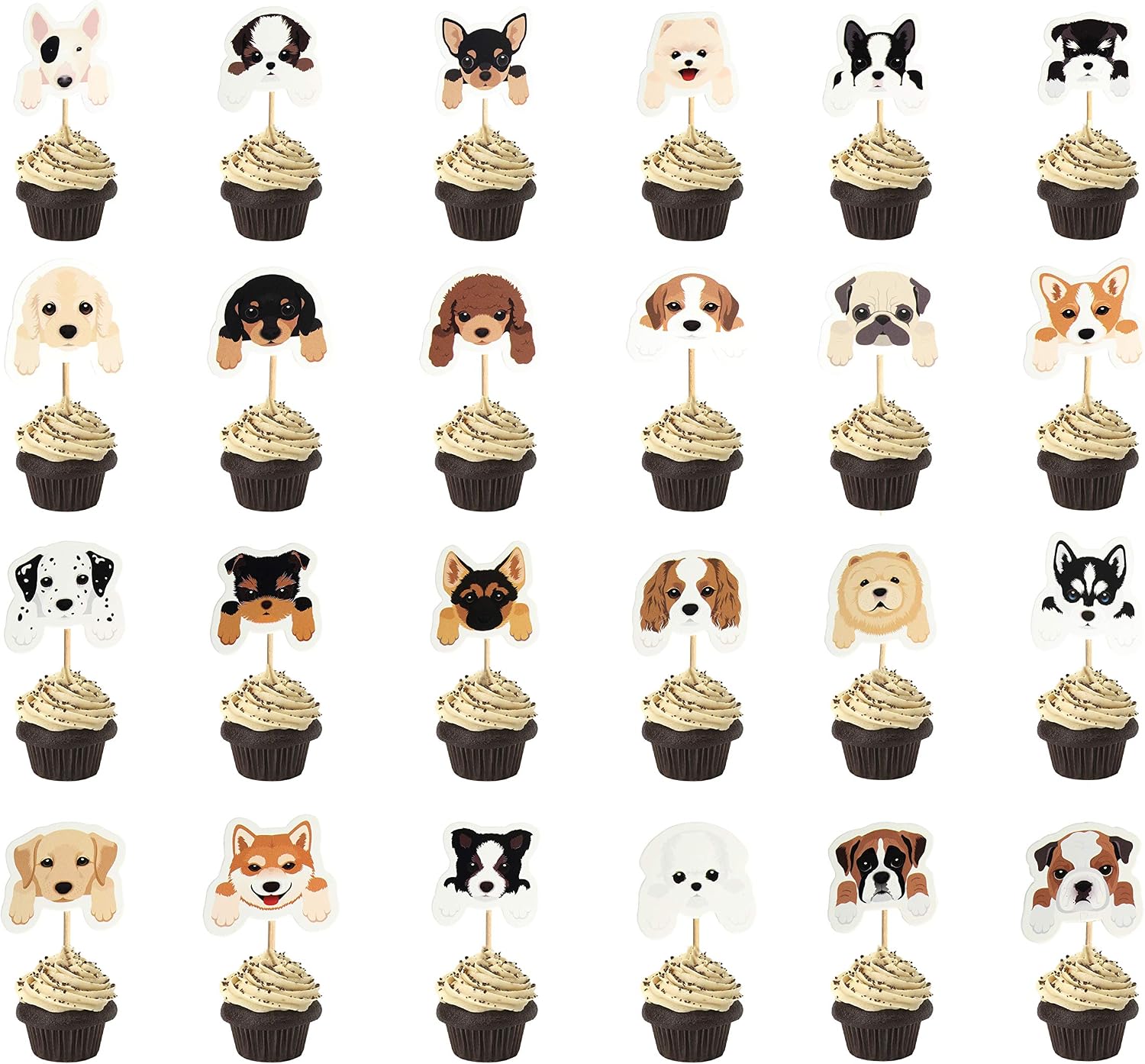 Amazon.com: Set of 24 Puppy Cupcake Toppers Dog Adoption Pet Birthday ...