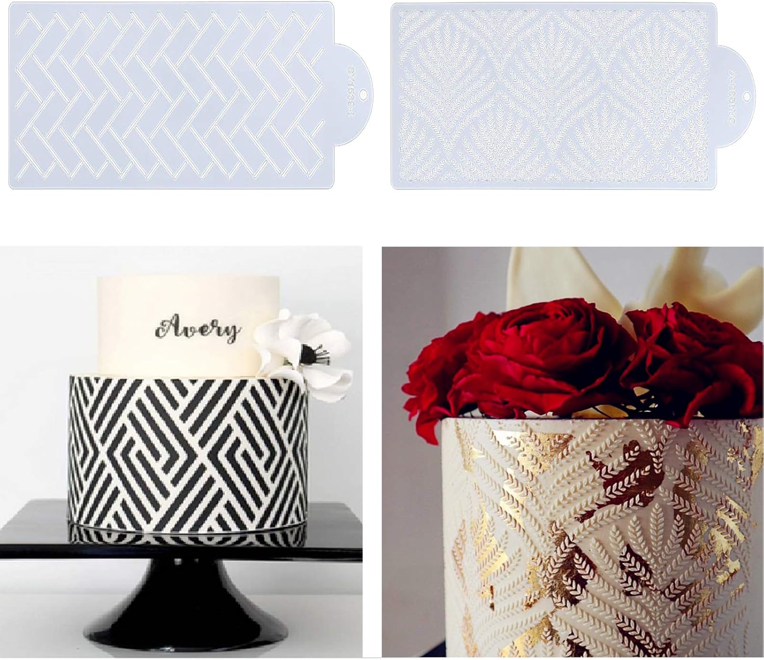 UINOEU Cake Stencils 6pcs Cake Embossing Stencils Cake Stencils ...