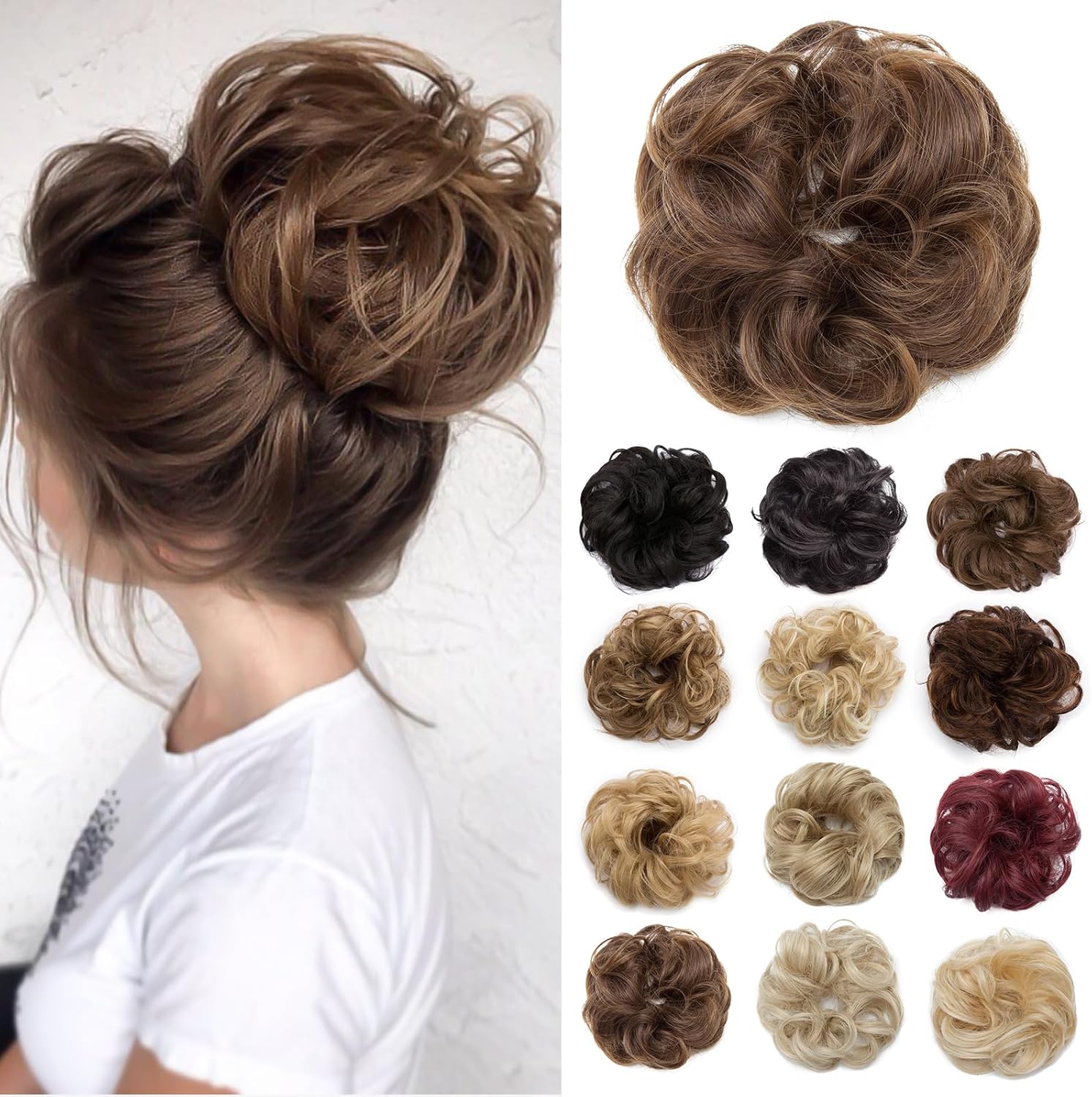 Benehair Tousled Updo Messy Bun Hair Piece Fluffy Scrunchy Updo for ...