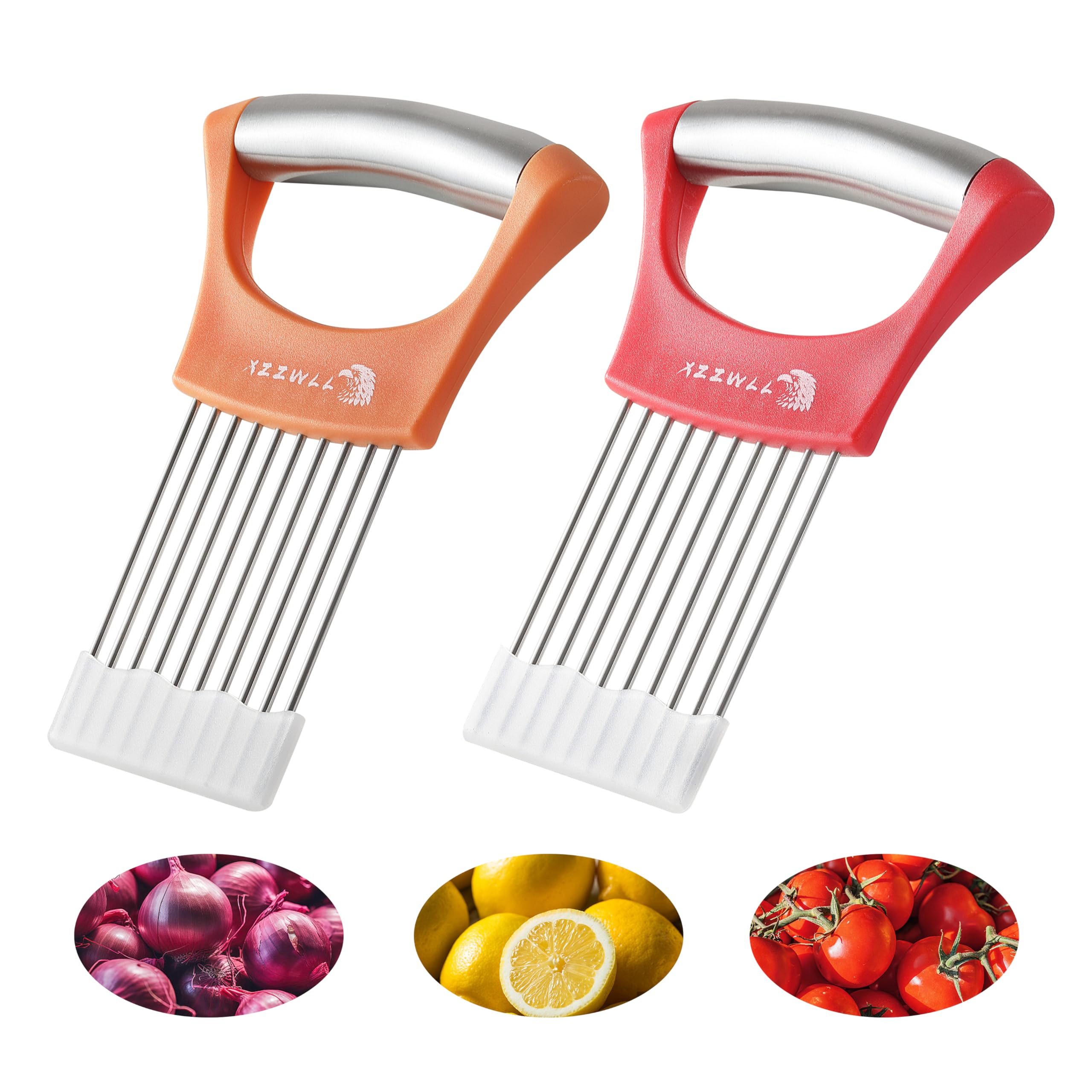 Amazon.com: 2PCS Onion Slicer Holder, XZZWLL Stainless Steel Onion ...