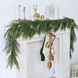 Amazon.com: 9FT Real Touch Norfolk Pine Garland - Artificial Christmas Garland Green Long Faux ...