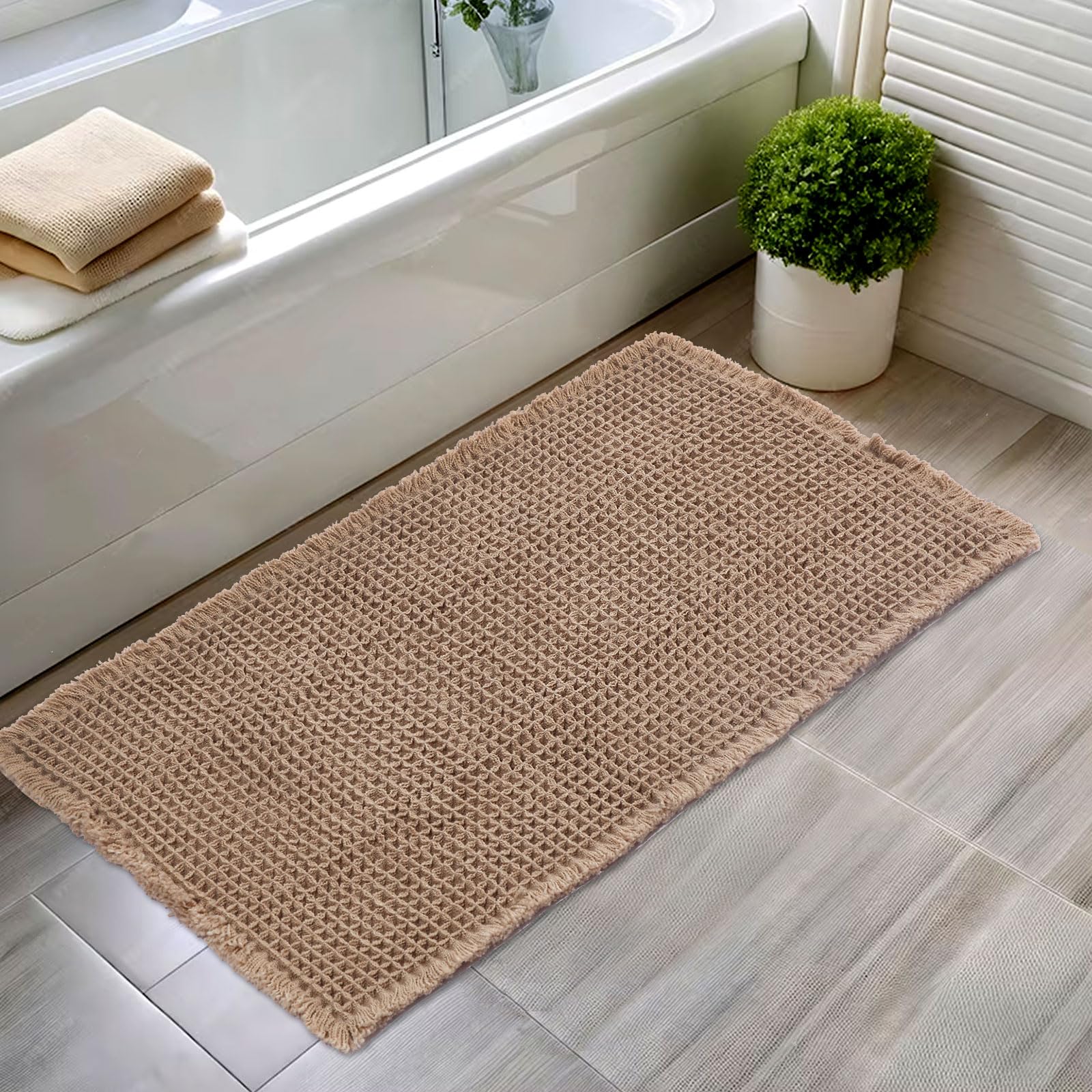 Amazon.com: Hughapy Waffle Bath Mat, Upgraded Waffle Design Super ...