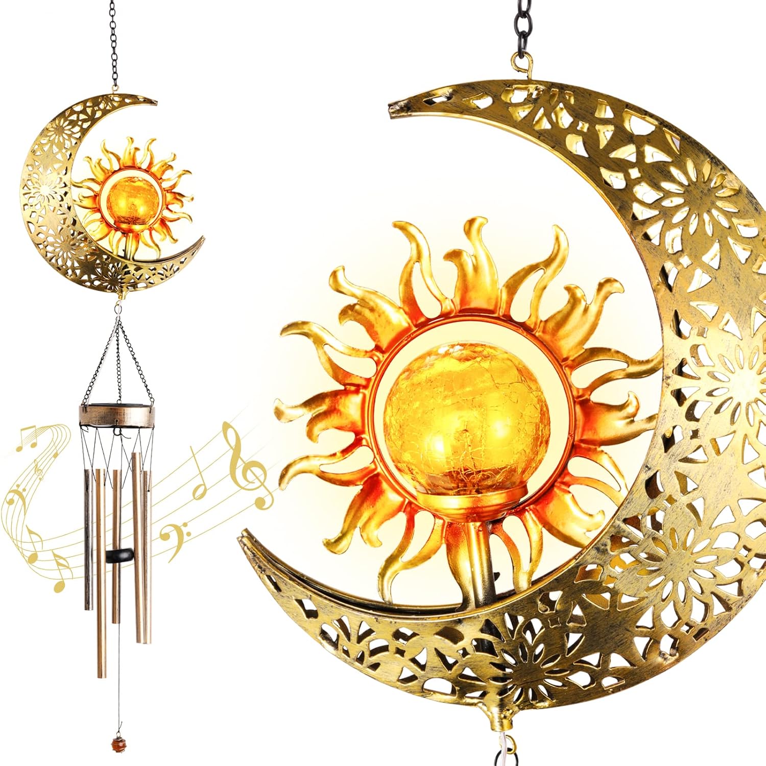 Amazon.com : Wind Chimes for Outside,Sun Crackle Glass Ball Solar Wind ...