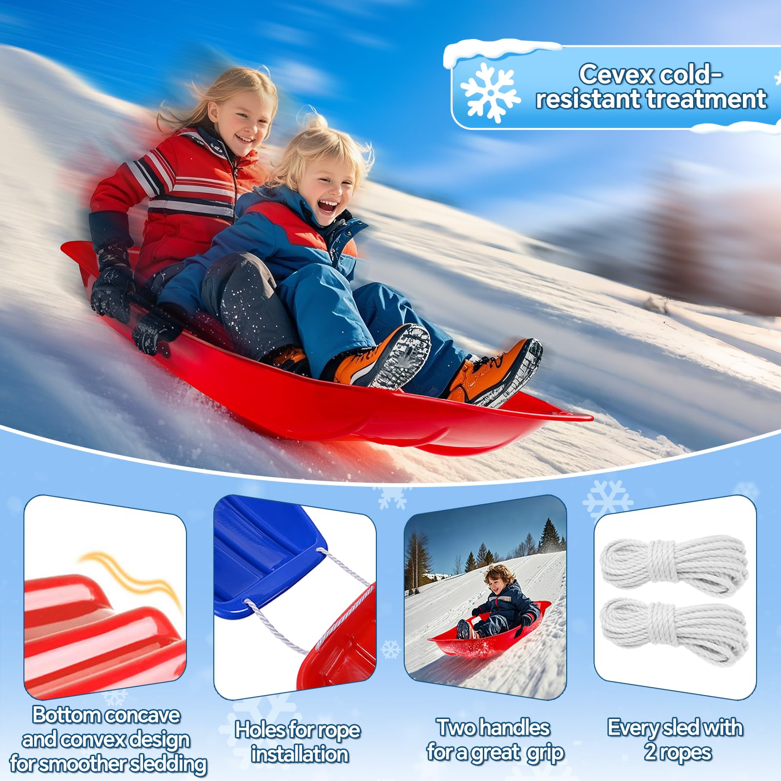 Snapklik.com : Snow Sleds For Kids And Adults, 35 Inch Downhill ...