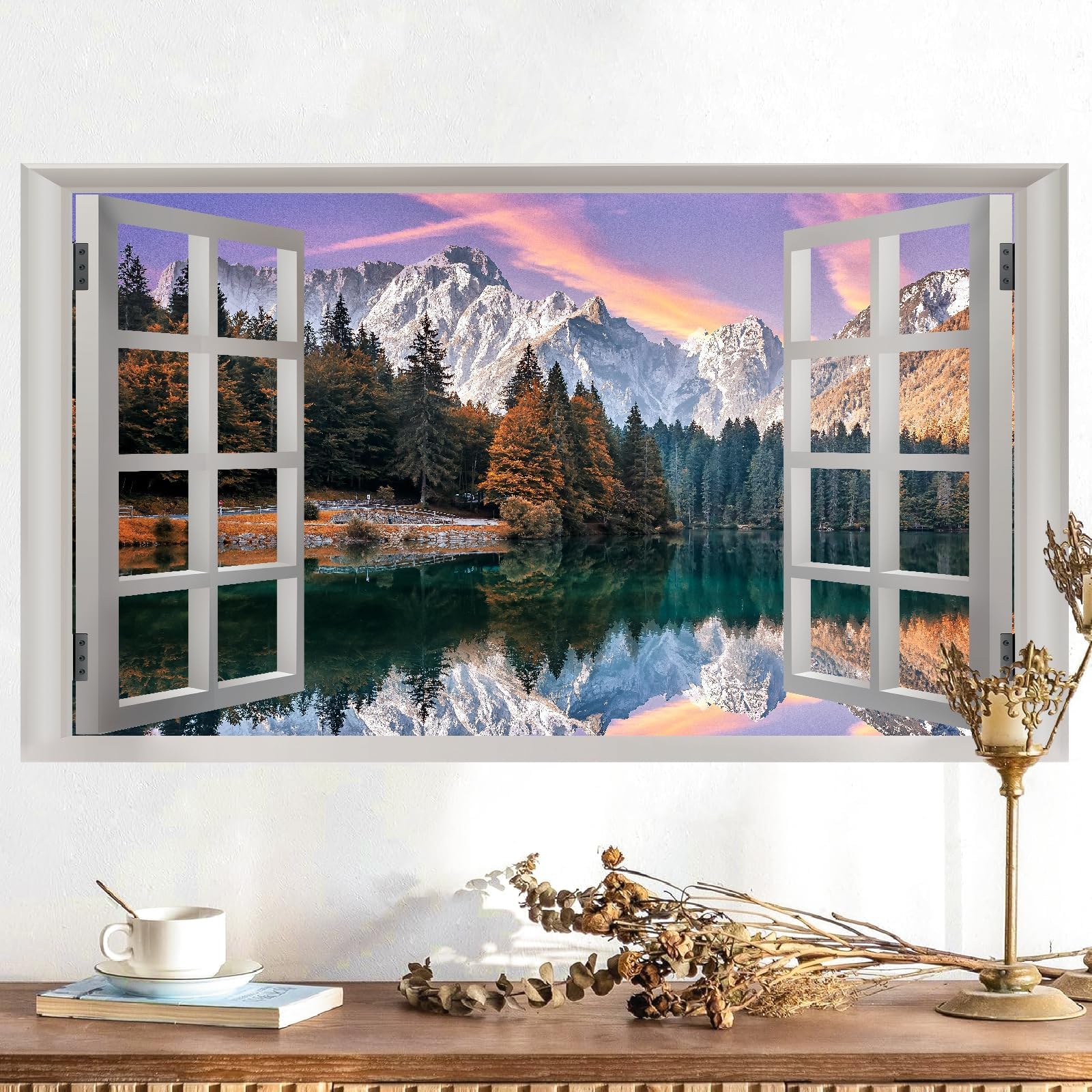 Amazon.com: Fake Window Wall Stickers 3D Landscape Wall Sticker Decor ...