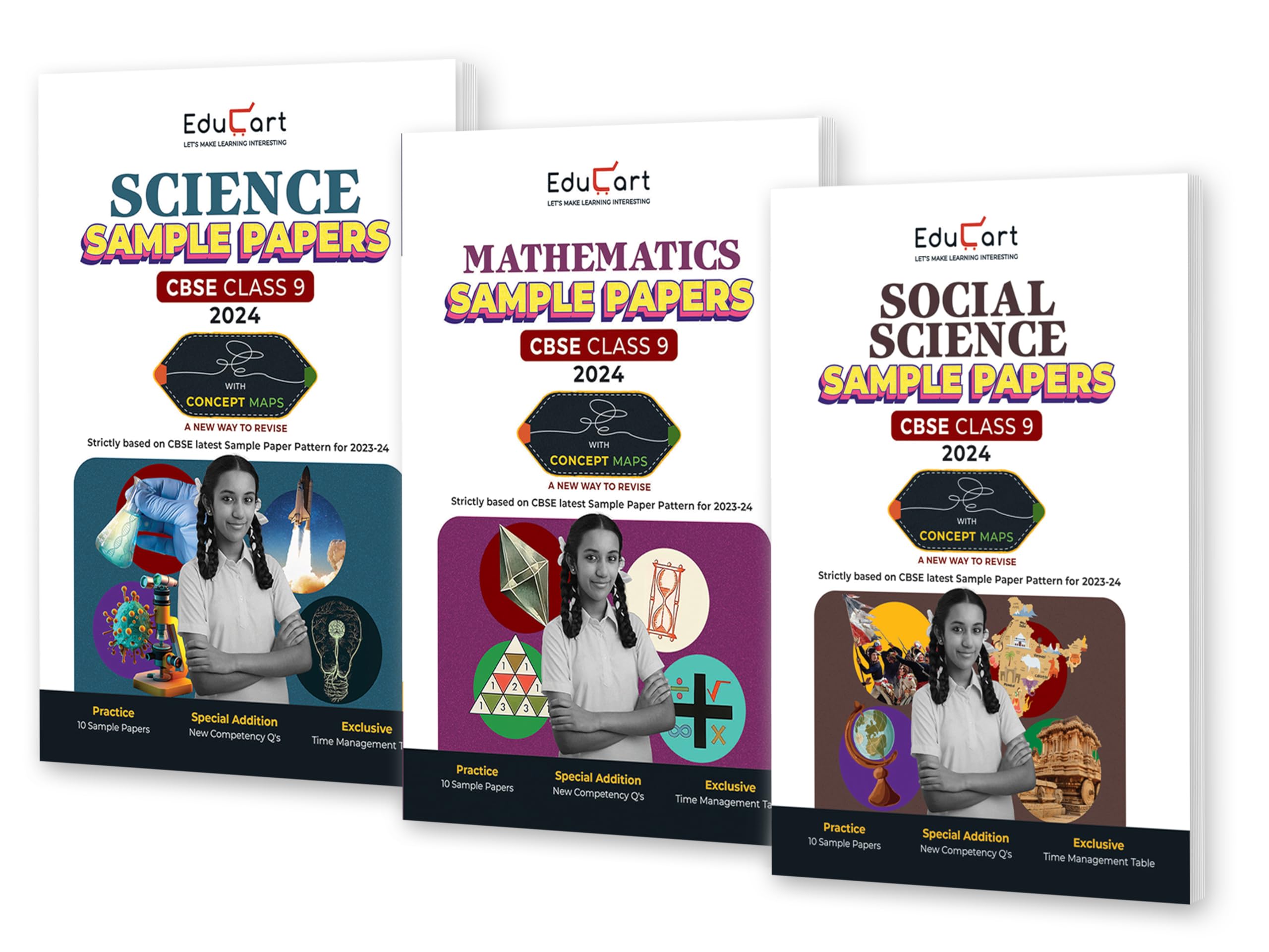 Educart CBSE Class 9 Sample Papers Bundle - Science, Maths & Social ...