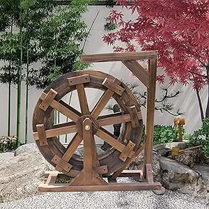 Amazon.co.jp: Wooden Fountain, Water Wheel Fountain, Wheel Waterfall ...
