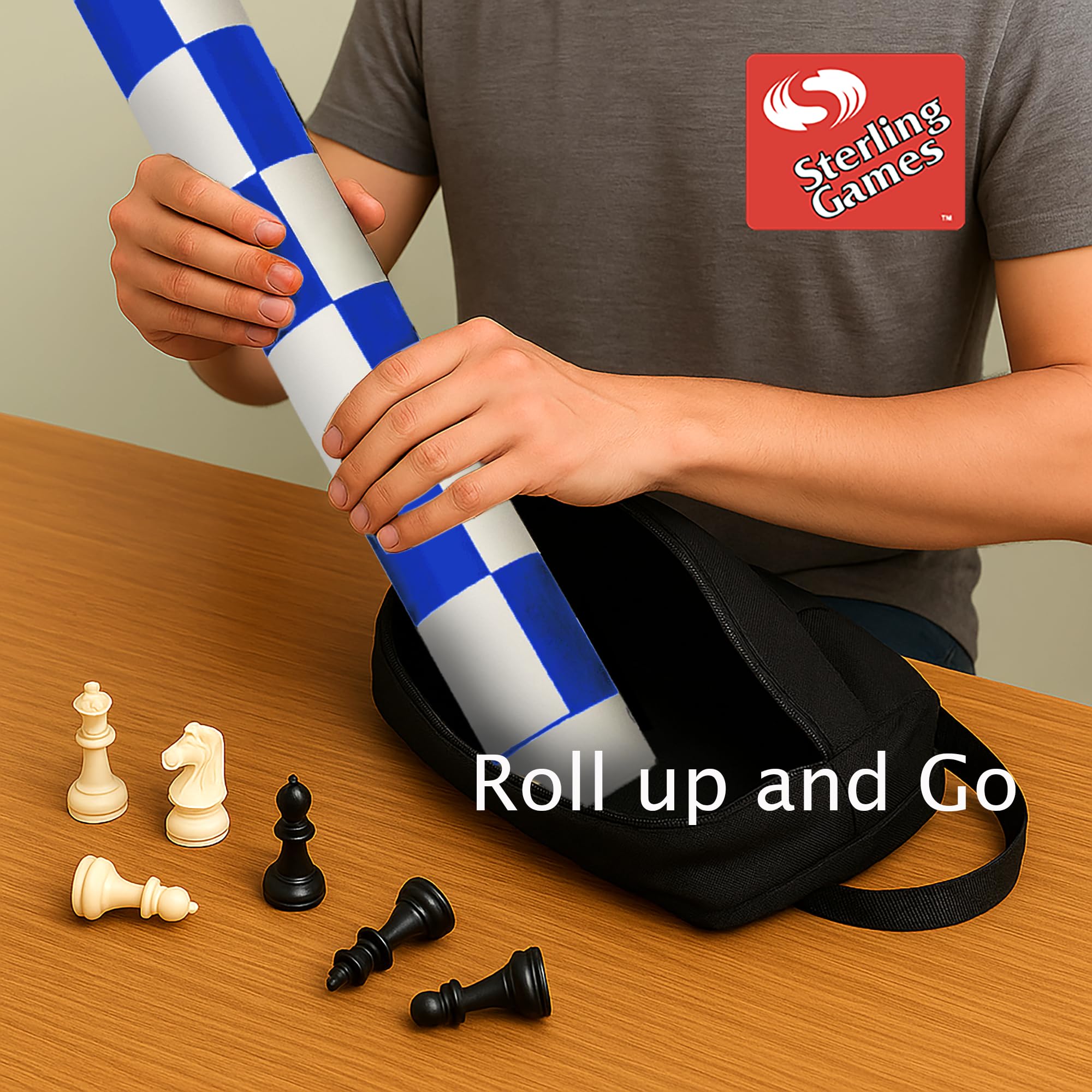 Snapklik.com : Sterling Games Extra Large 20" X 20" Roll Up Chess Mat ...