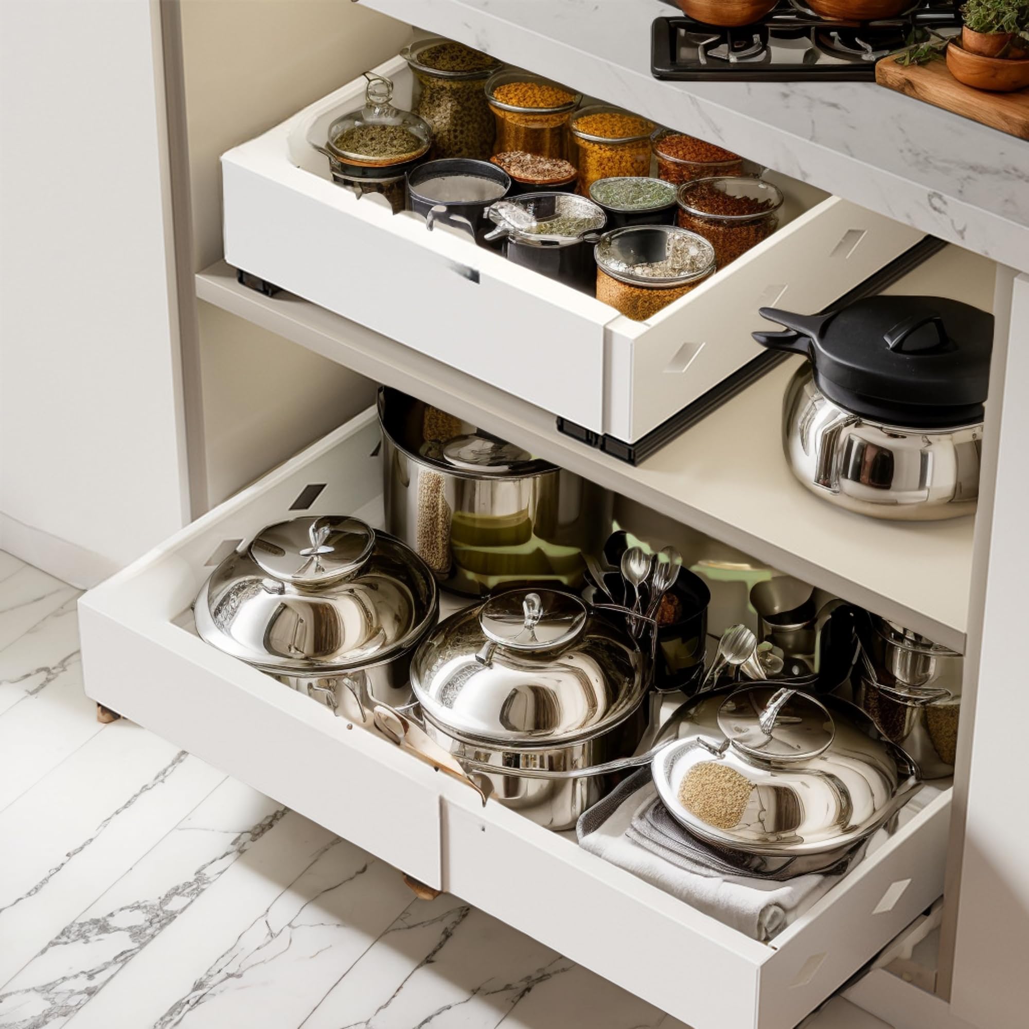 Amazon.com: Sliding Kitchen Cabinet Organizer Carbon Steel Kitchen ...