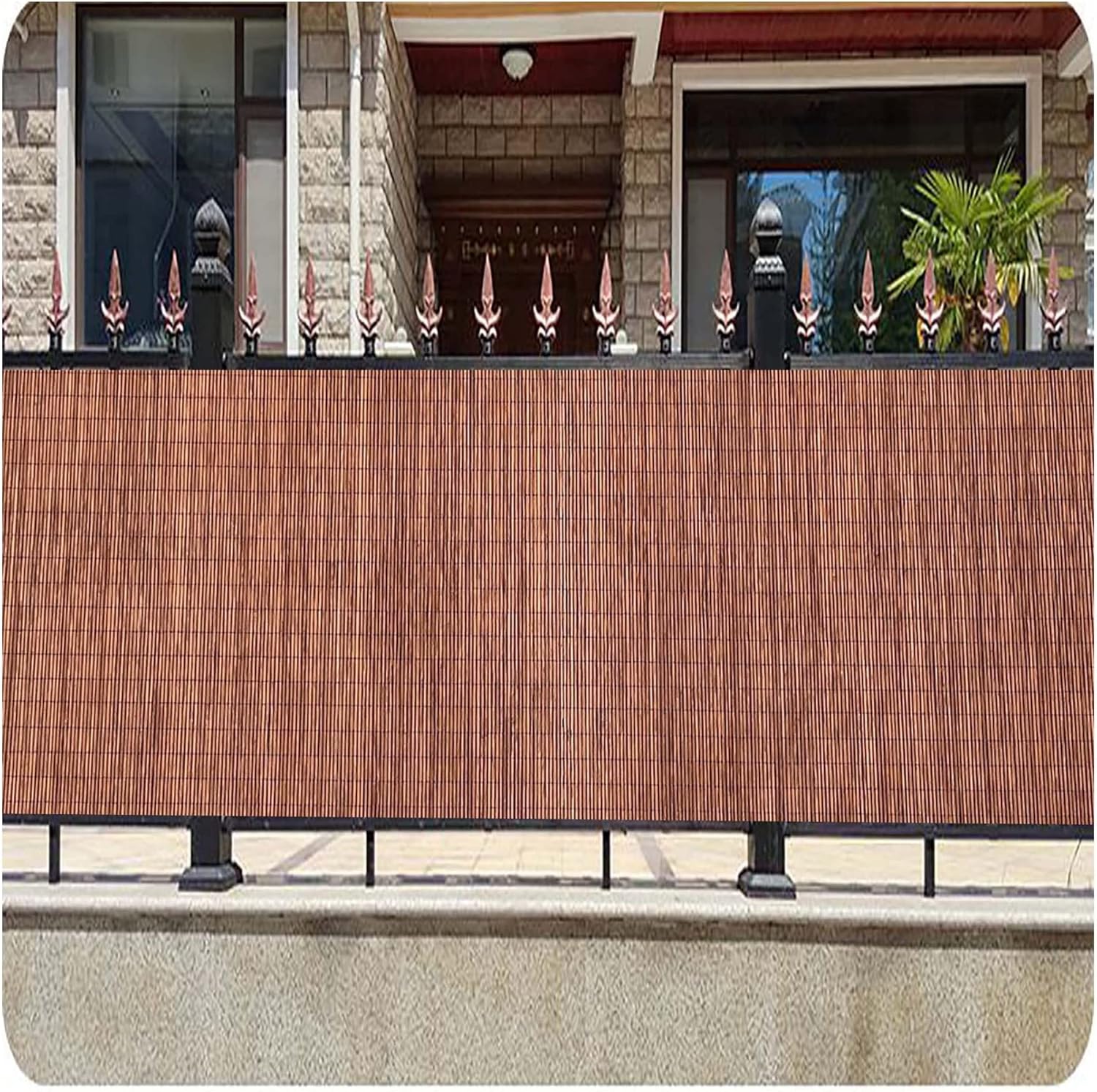 Amazon.com : Decor Balcony Privacy Screen Fence, Natural Rolled Bamboo ...