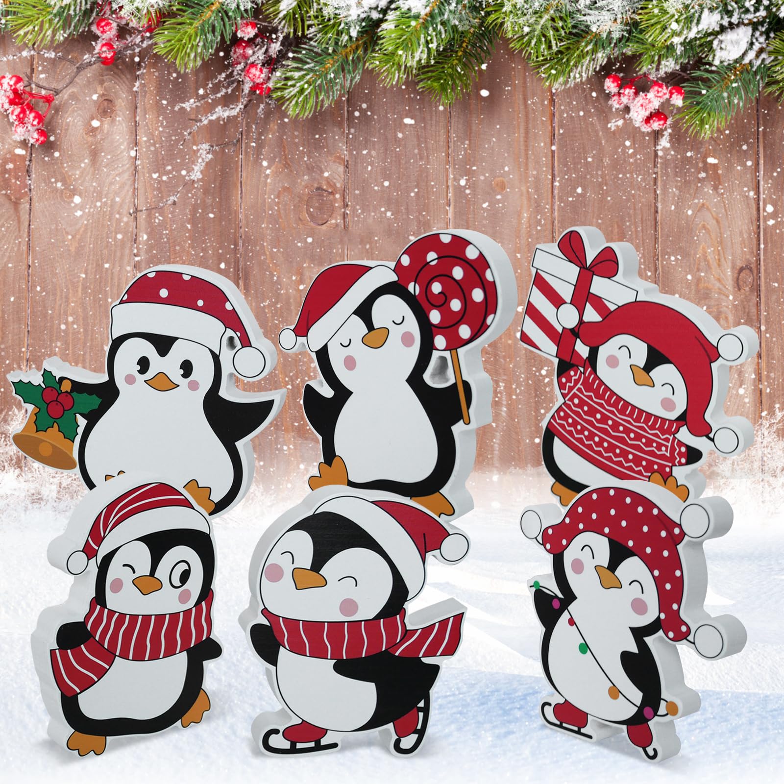 Amazon.com: 6 Pack Cute Winter Penguin Christmas Indoor Decorations ...