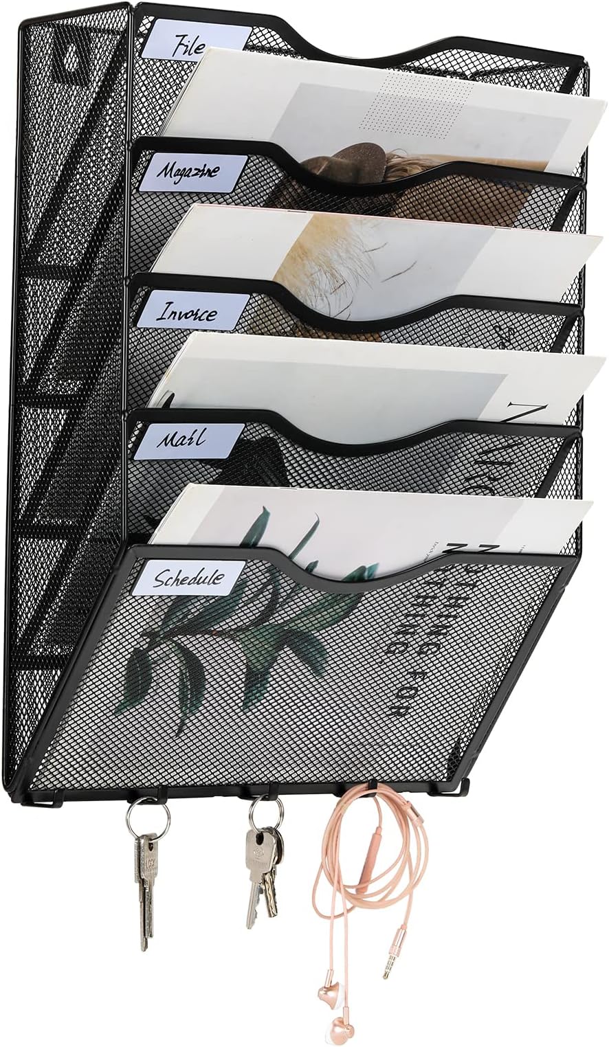 EasyPAG 5 Tier A4 Mesh in Tray Wall Pocket File Holder Hanging Mail ...